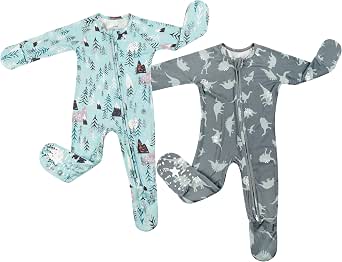 Amazon.com: Vollmic Baby Boys Footie Pajamas 0-9 Months Rayon Derived ...