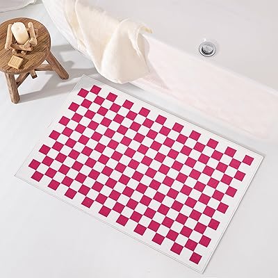 Amazon.com: Pink Smile Face Rug Preppy Buffalo Check Plaid Contemporary ...
