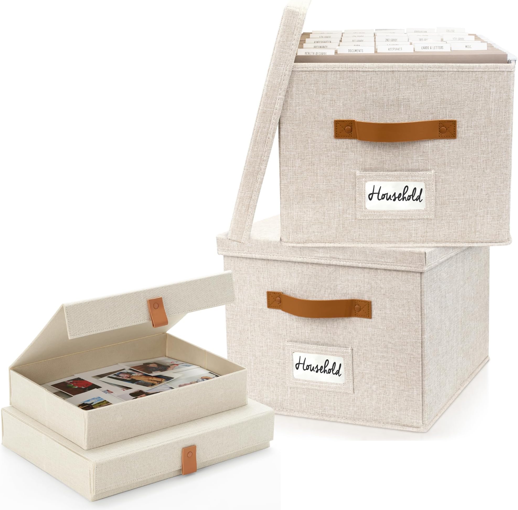 Amazon.com: ZICOTO Decorative File Organizer Box Set of 2 and Photo ...