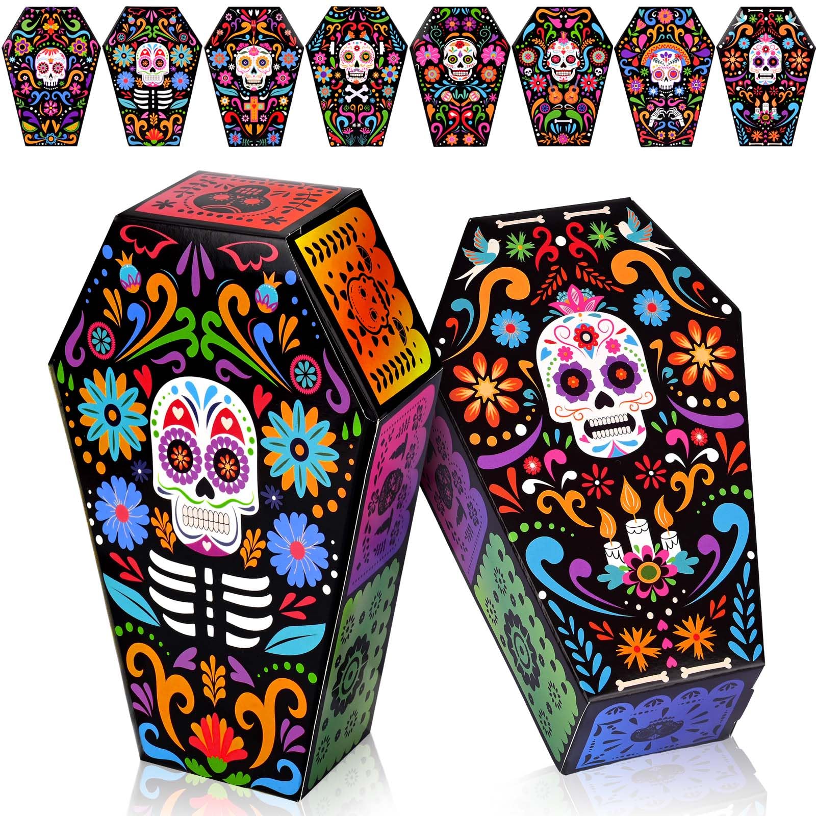 Amazon.com | 24Pcs Day of the Dead Coffin Boxes Skull Coffin Candy Boxes Mexican Fiesta ...