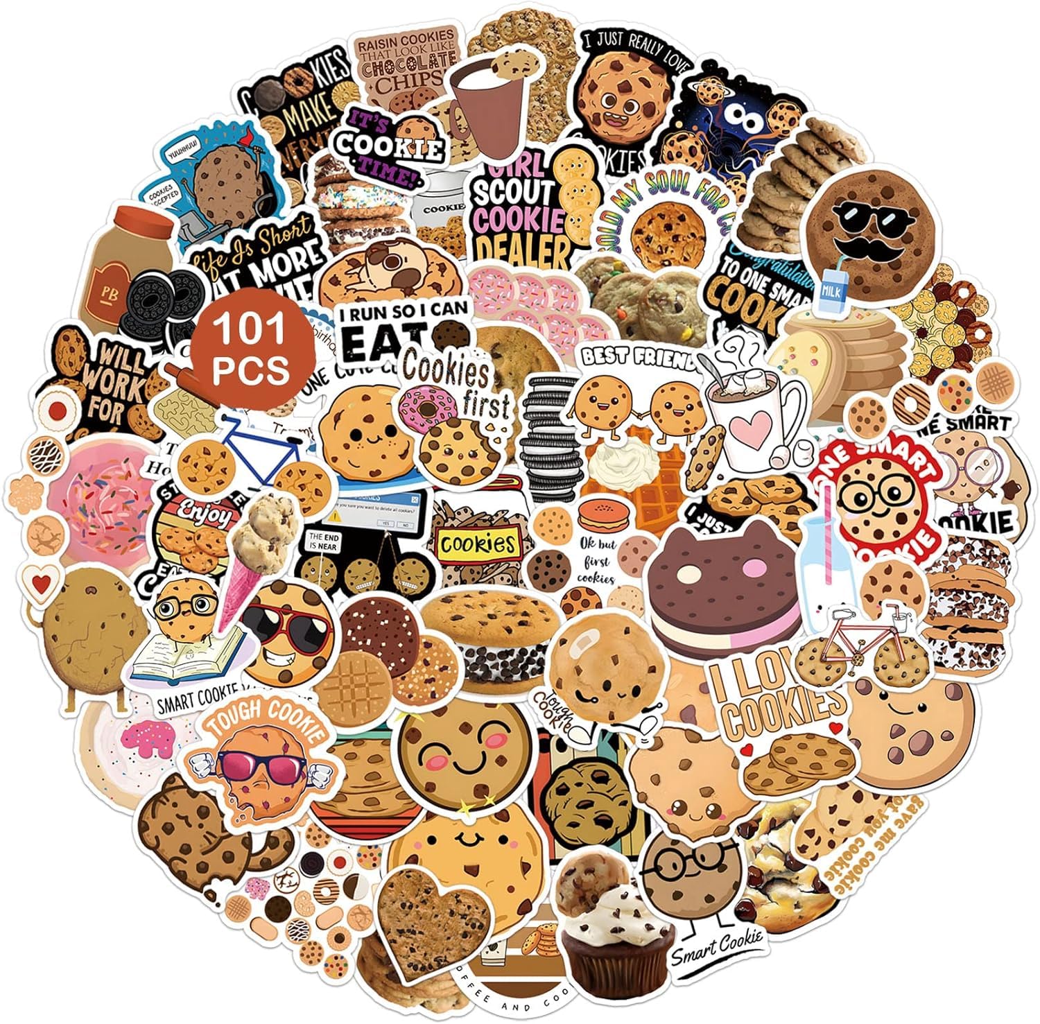 Amazon.com: Cookie Stickers 101PCS Cute Snack Cake Chocolate Chip ...