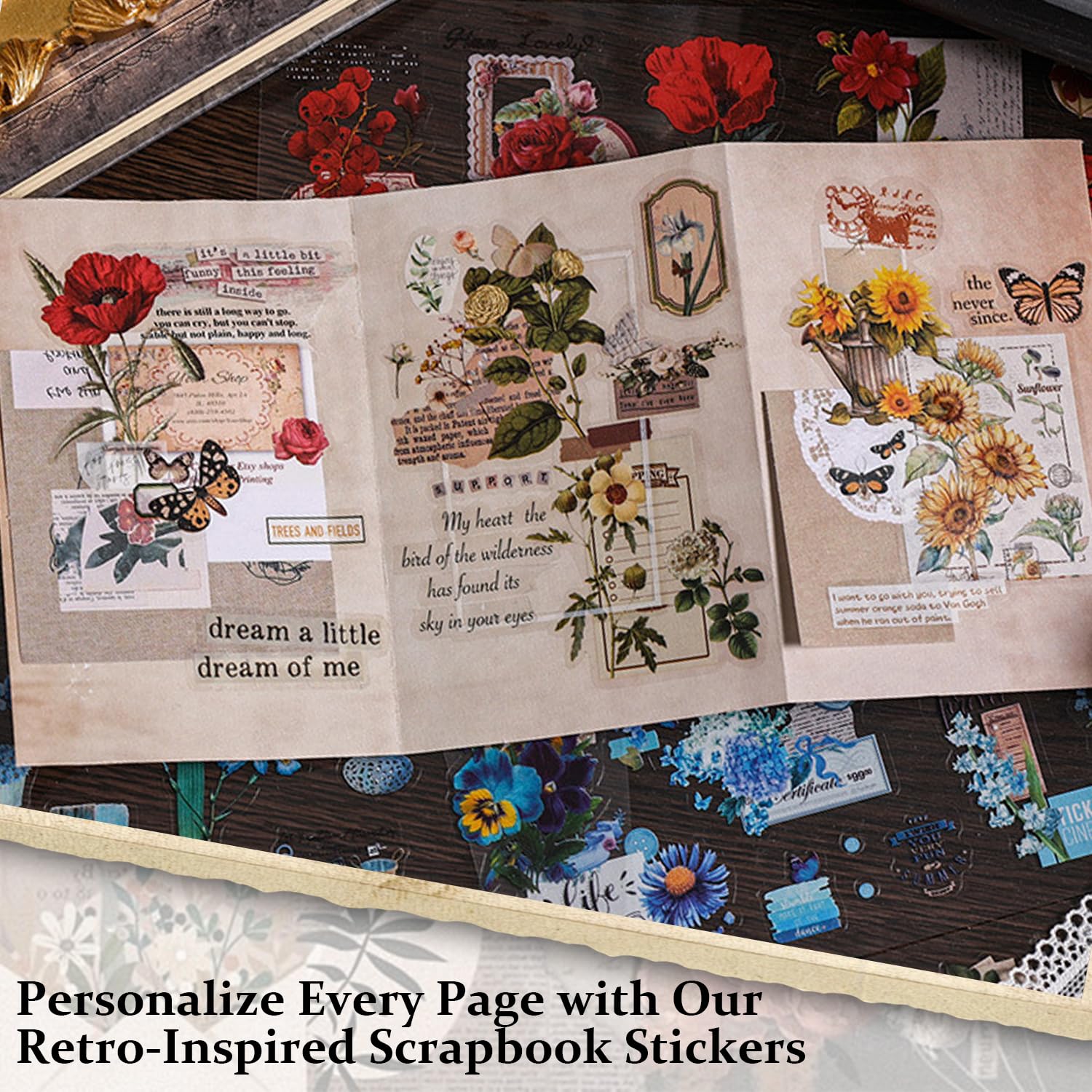 556 Pcs/48 Sheets Scrapbook Stickers, Retro Stickers for Scrapbooking ...