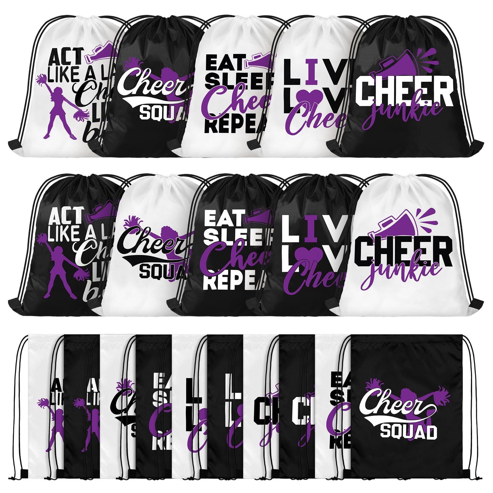 Amazon.com | Pinkunn 20 Pcs Cheer Drawstring Backpack Cheerleading ...