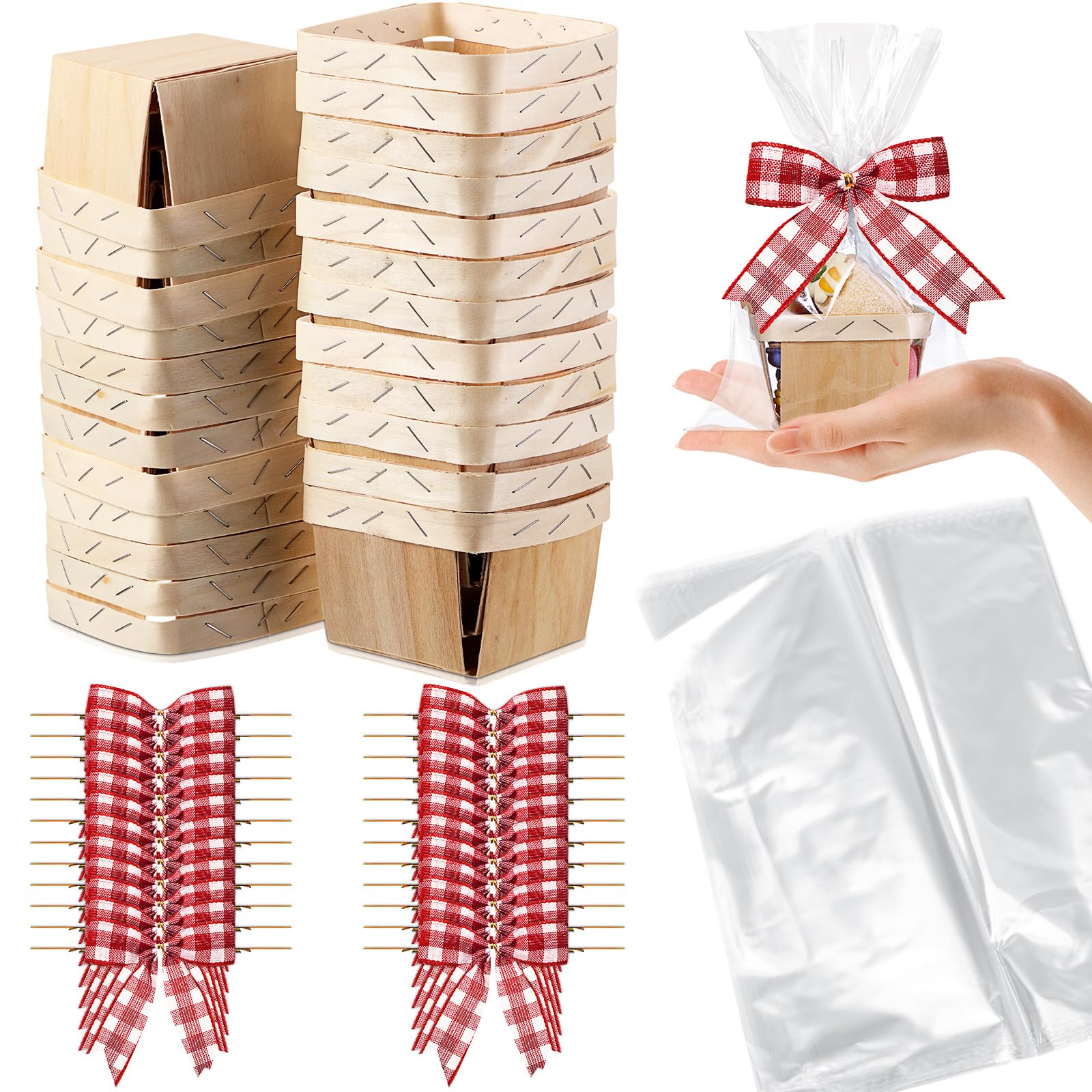 Amazon.com: Kigley 24 Set Christmas Wooden Gift Baskets Empty Small ...