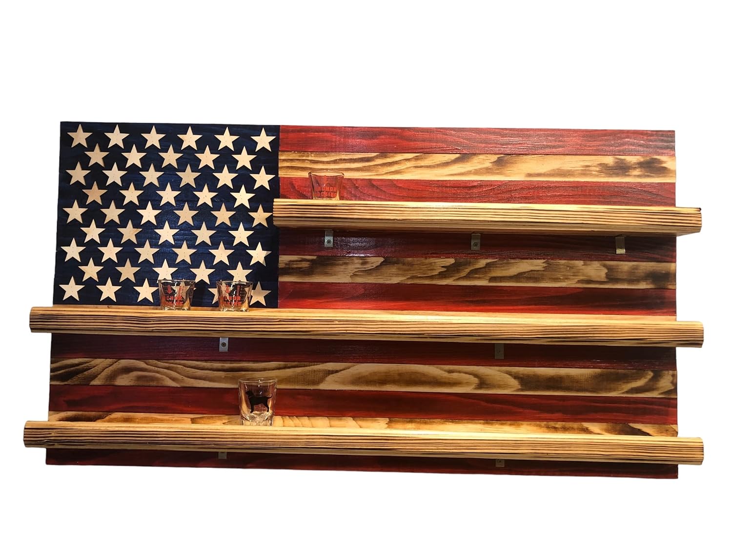 Amazon.com: Rustic American Flag Baseball Display, Baseball Holder ...