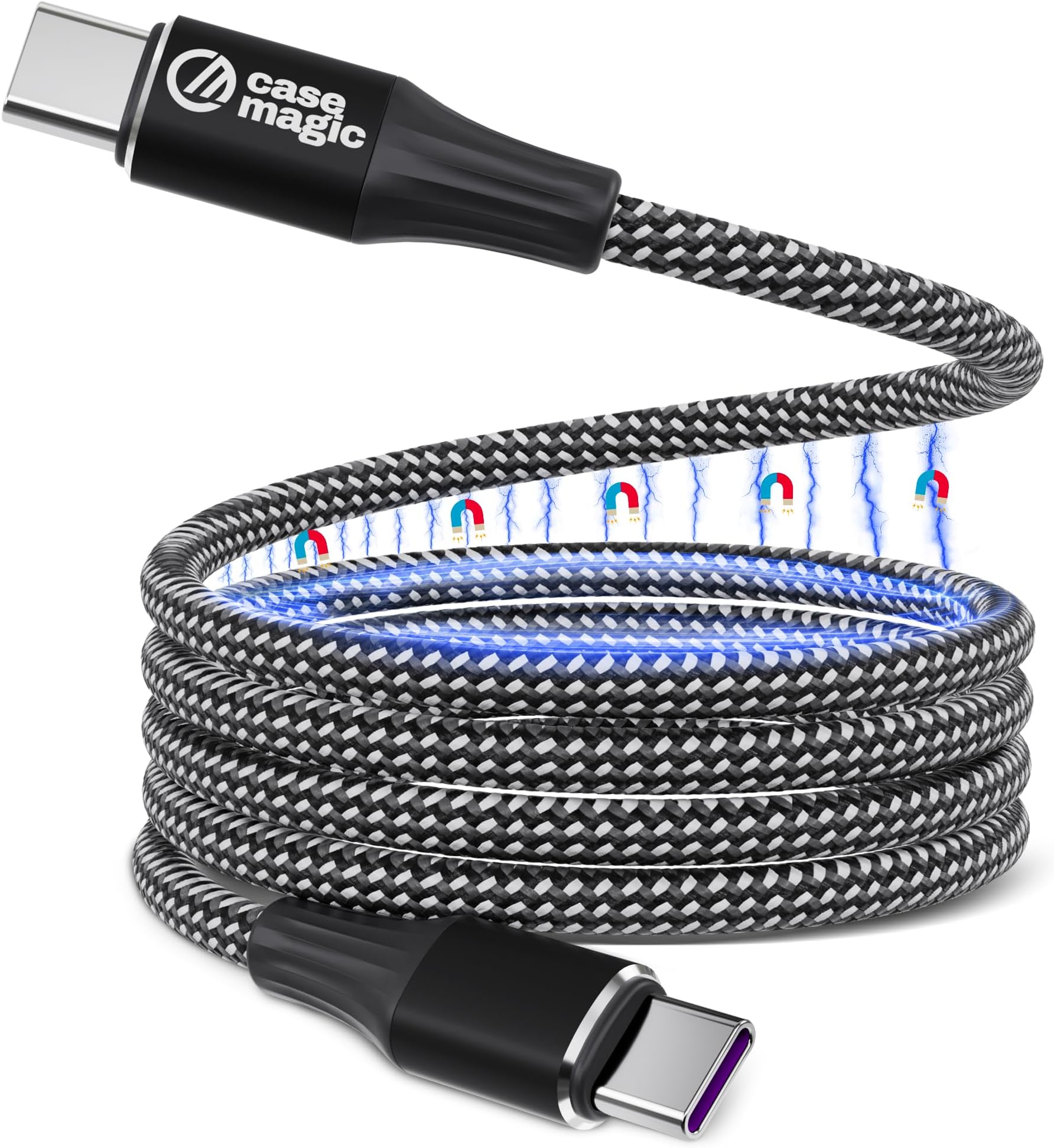 case-magic 65W Type C to Type C Cable, PD Fast Charging Magnetic Coiled ...