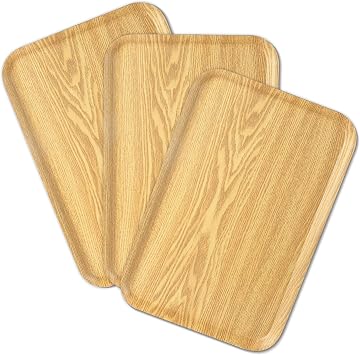 Amazon.com | Arco Design Wood Fiber Set of 3 Units Serving Tray ...