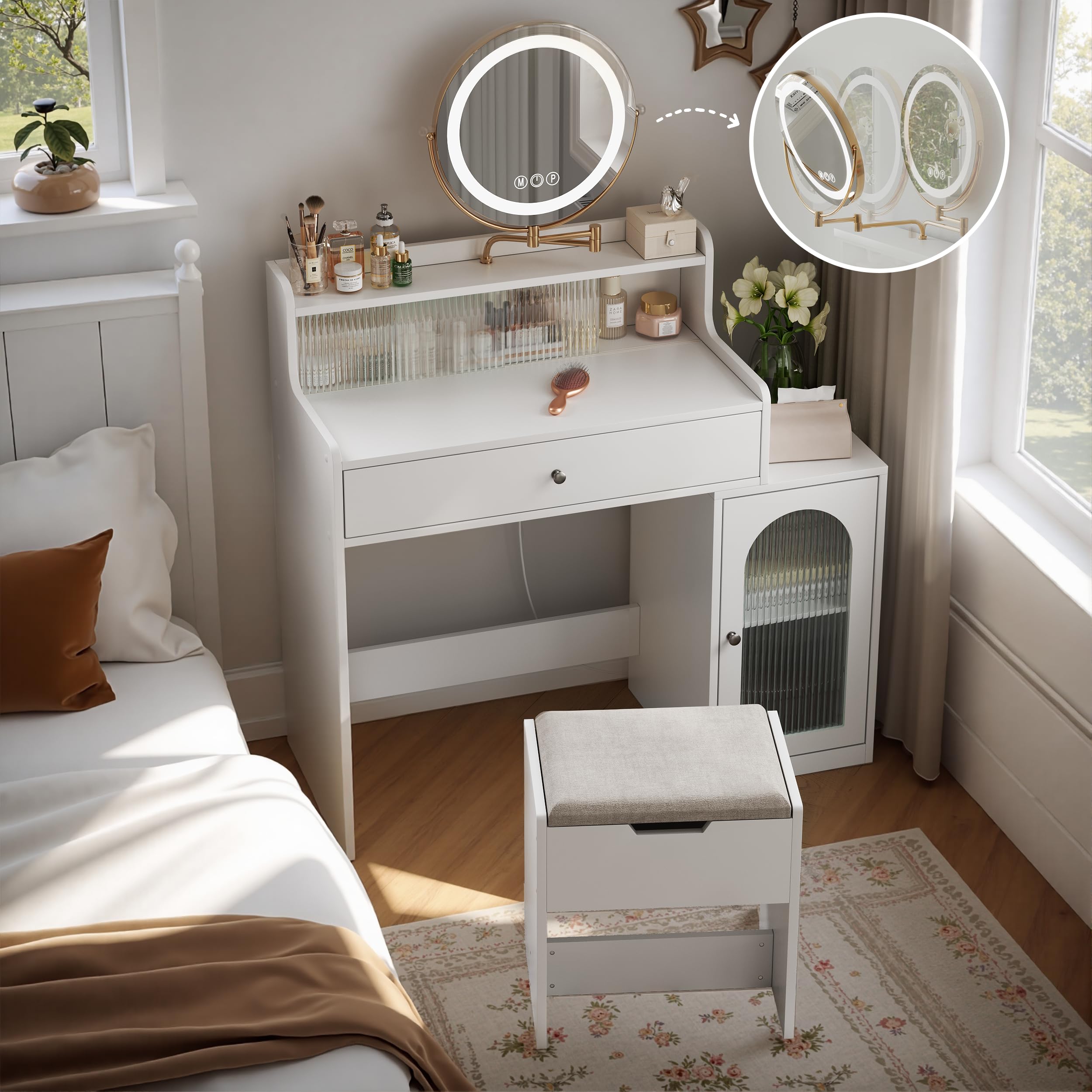 Snapklik.com : Smart FENDEE Vanity, Makeup Vanity Desk