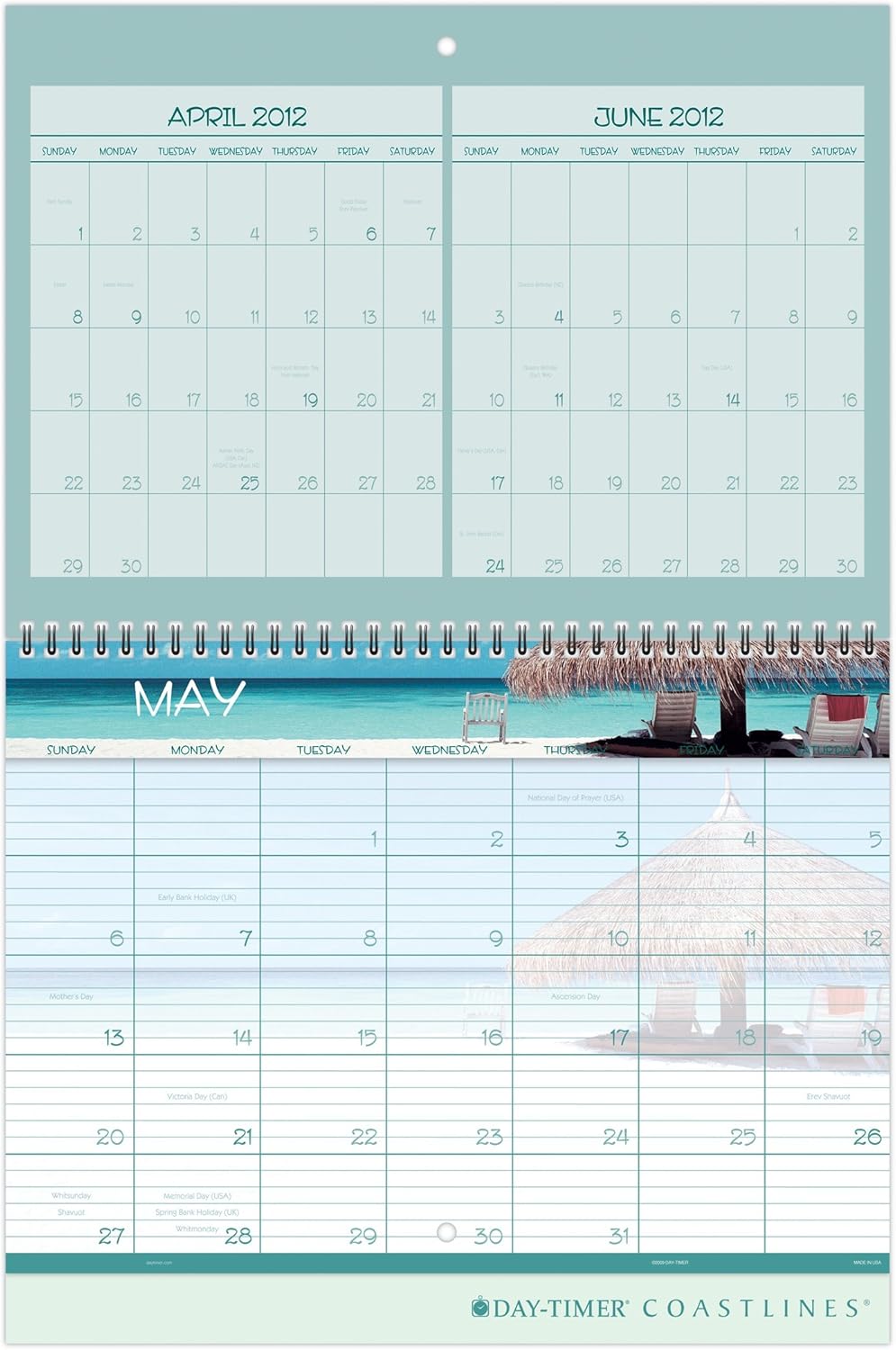 Amazon.com : Day-Timer Coastlines 3 Month Wall Calendar, 11 x 17 Inches ...