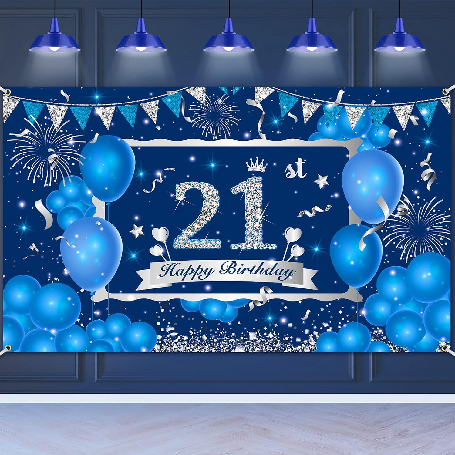 Cartel azul de decoración de cumpleaños número 18 para niños y niñas ...