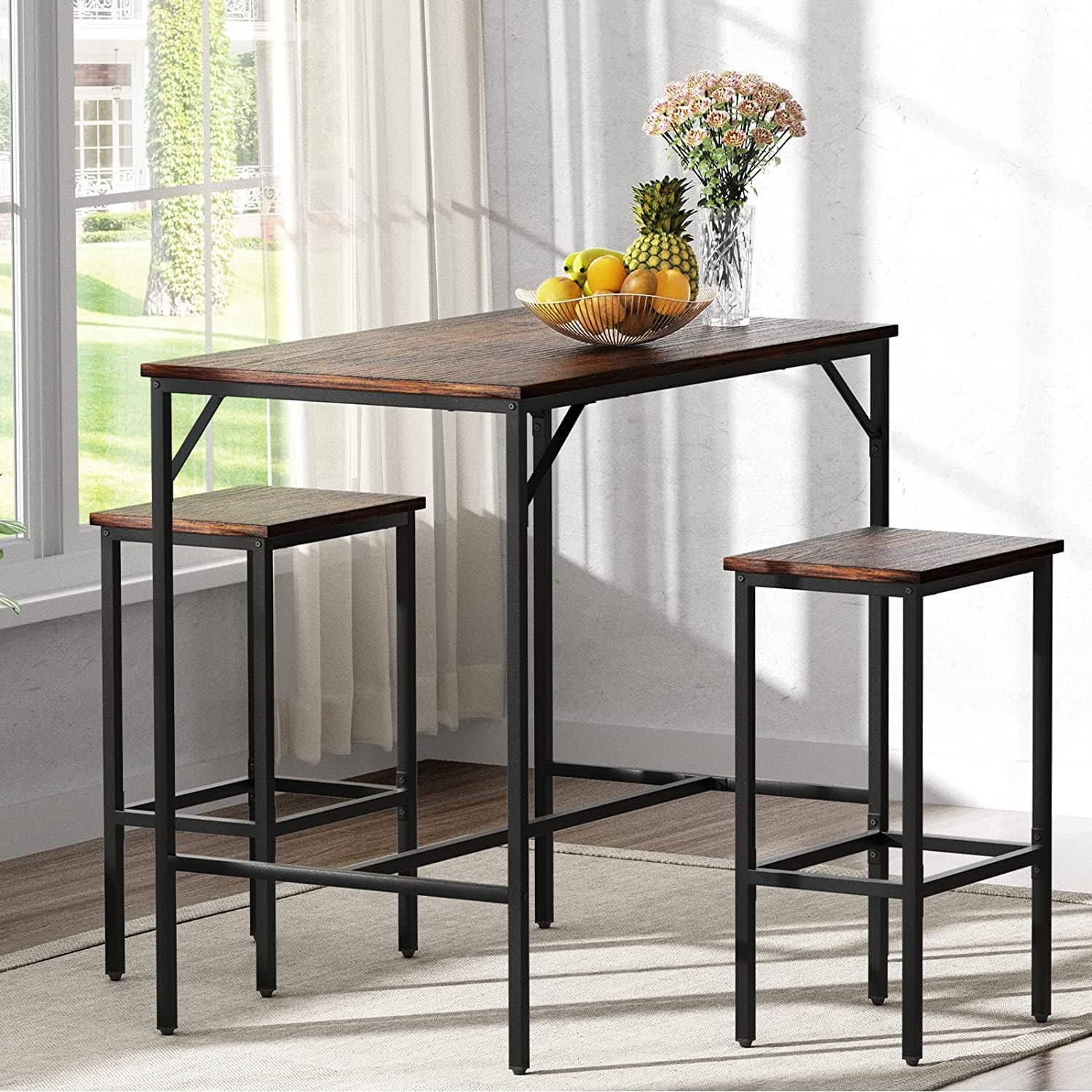 Amazon.com - VEVOR Bar Table with Stools Set,47" Pub Table Set with 2 ...