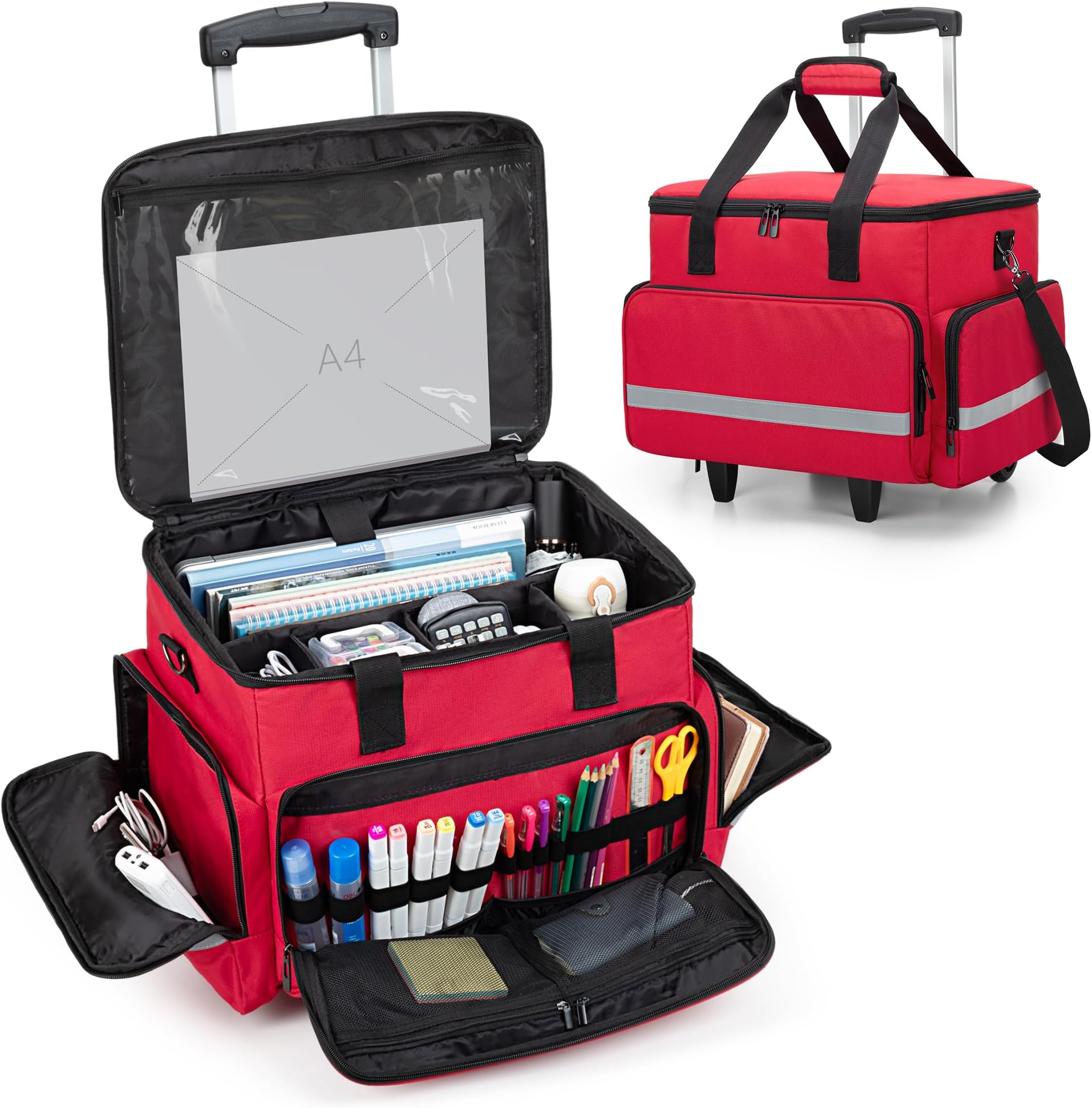 Amazon.com: CURMIO Rolling Teacher Tote Bag, Teaching Work Bag with ...