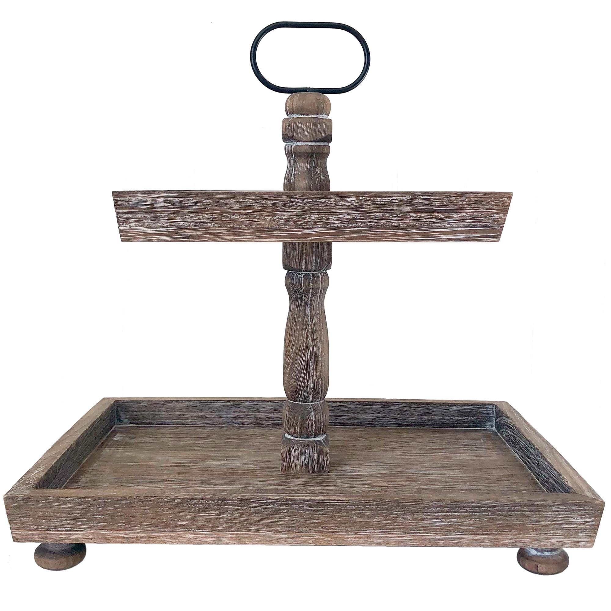 Tiered Tray Decor - Versatile, Wooden 2 Tiered Tray Stand for Home ...