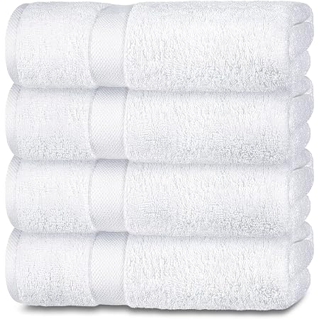 Amazon.com: Luxury White Bath Towels Large - 100% Soft Cotton 700 GSM ...
