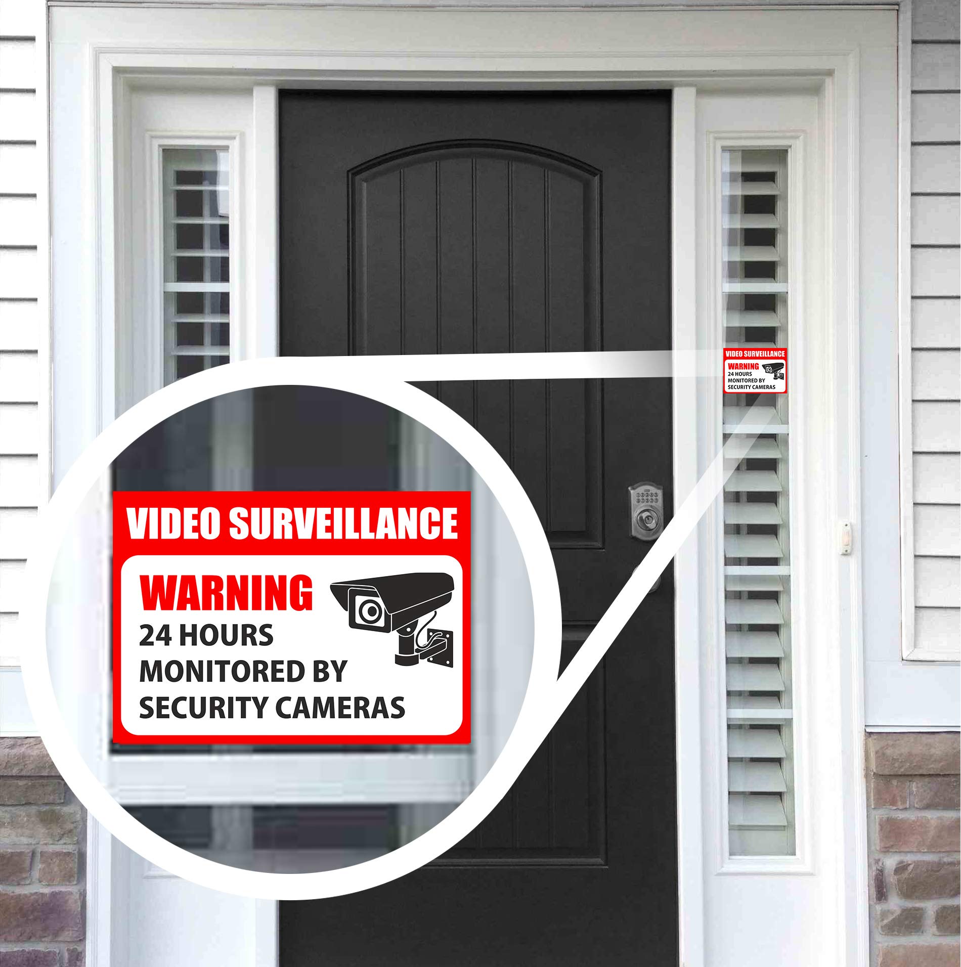 10 Pack Video Surveillance Sign Stickers - Self-Adhesive Vinyl Decal ...