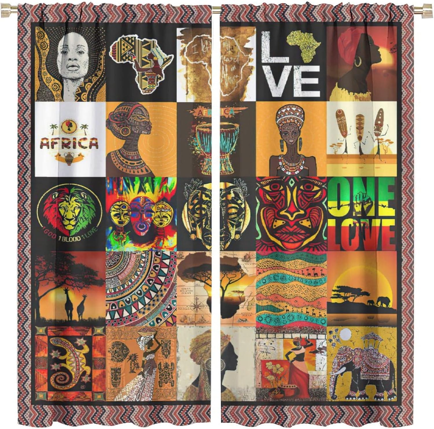 Amazon.com: African Patchwork Style Curtains African Black Women Native ...