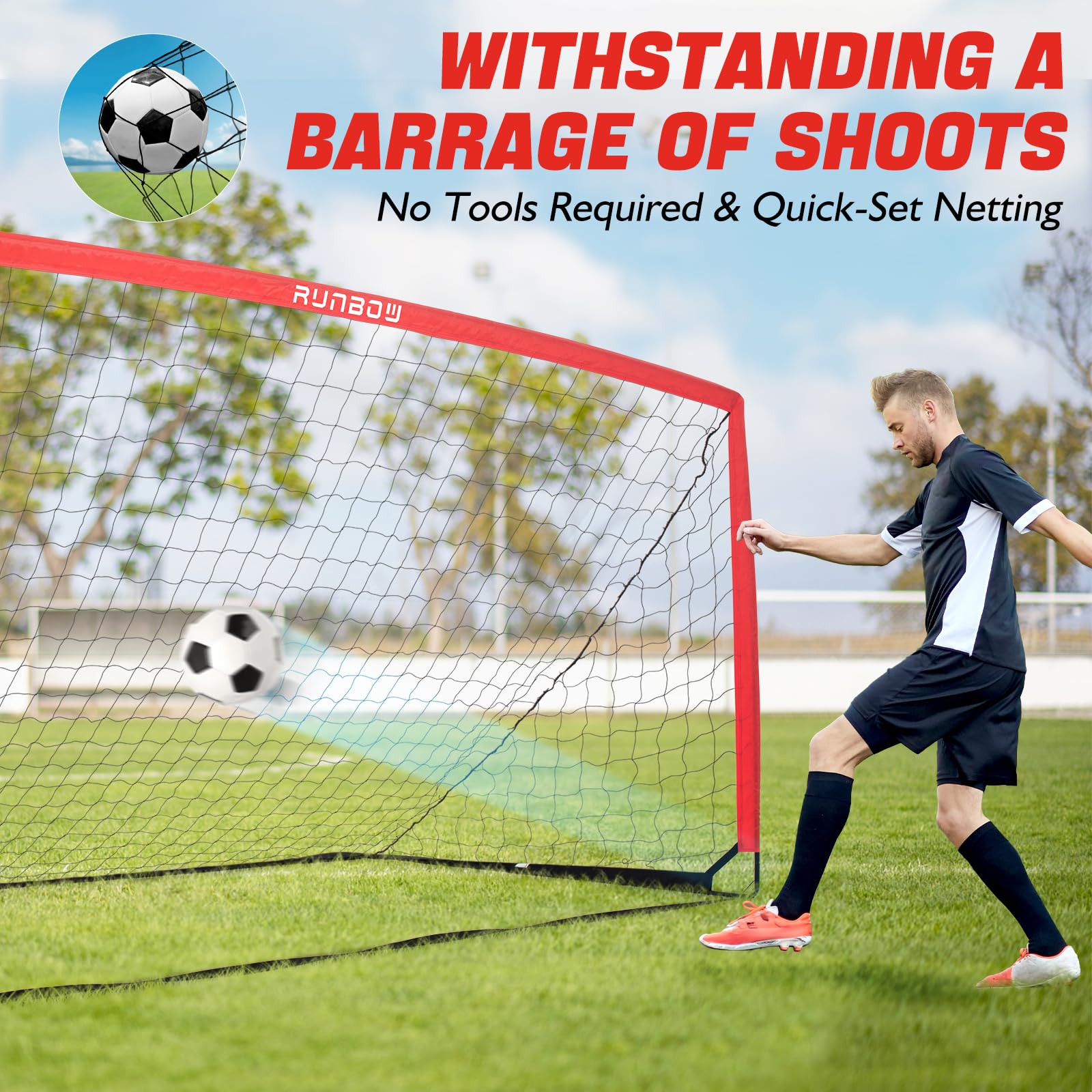 Snapklik.com : RUNBOW 11x55 Ft Portable Kids Soccer Goal For Backyard ...