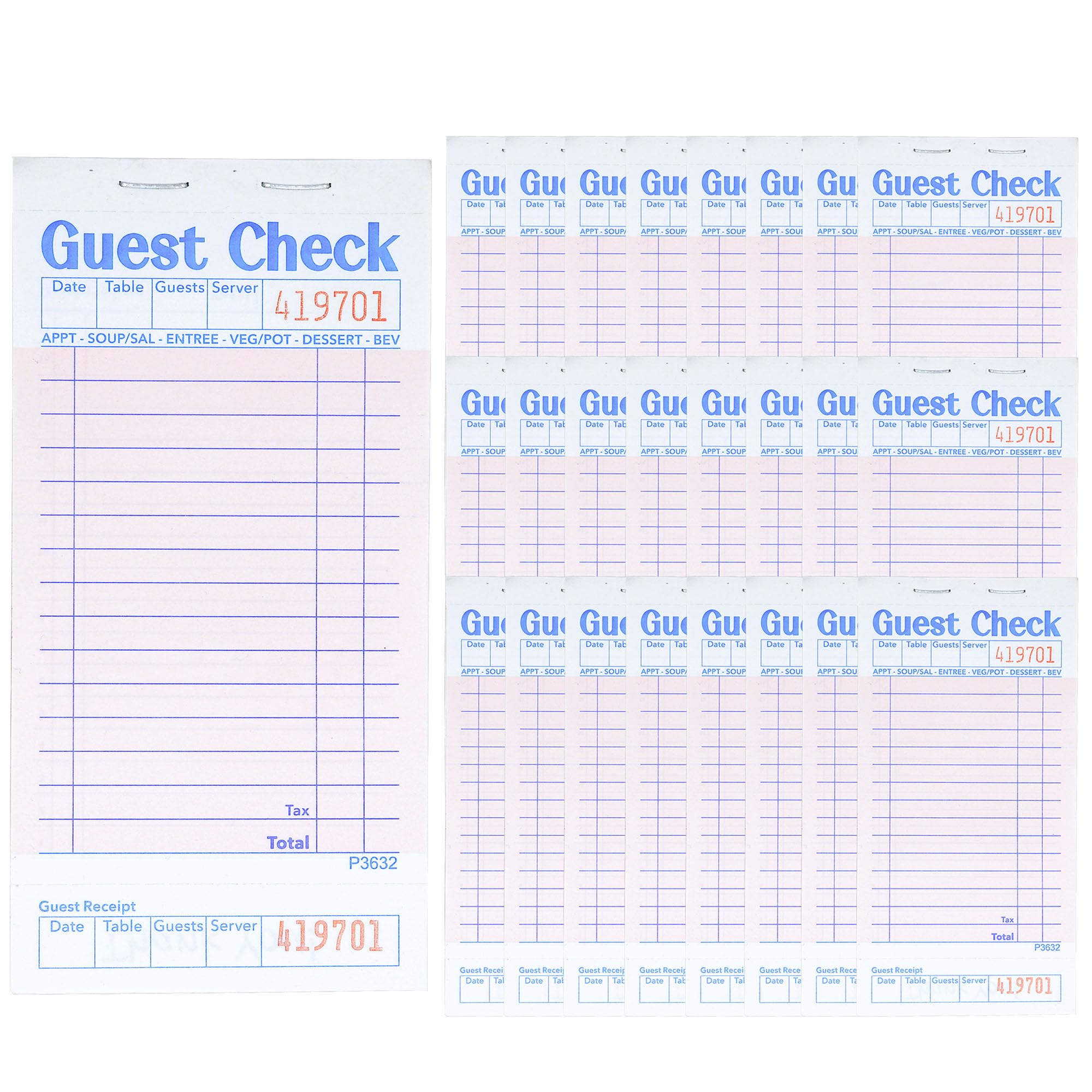 Amazon.com: Officeva Guest Checks Server Note Pads 24 Pack 1200 Orders ...