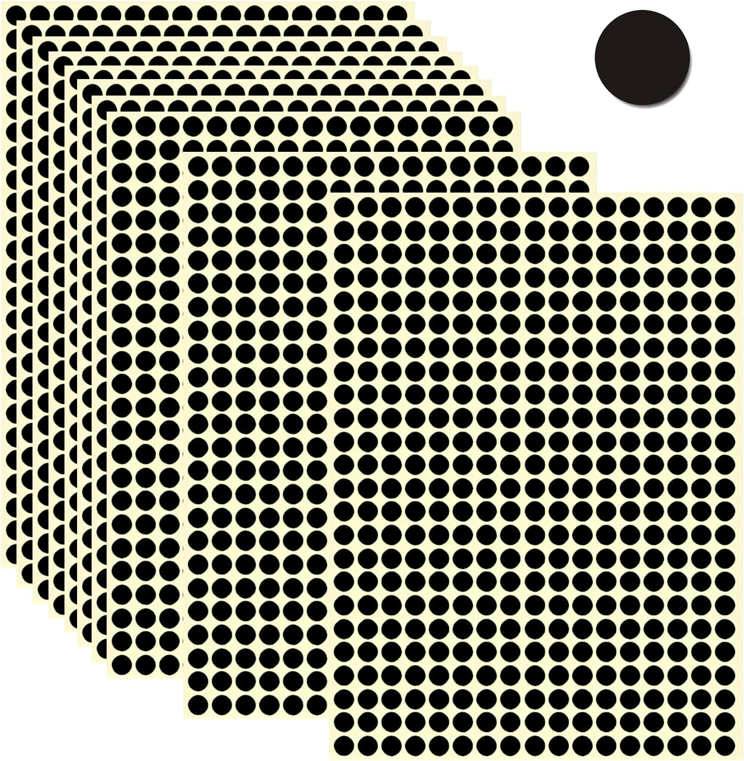 Amazon.com : Naizcio 6120 PCS Black Dot Stickers 1/4"" Round Coding Labels Circle Dots Labels ...