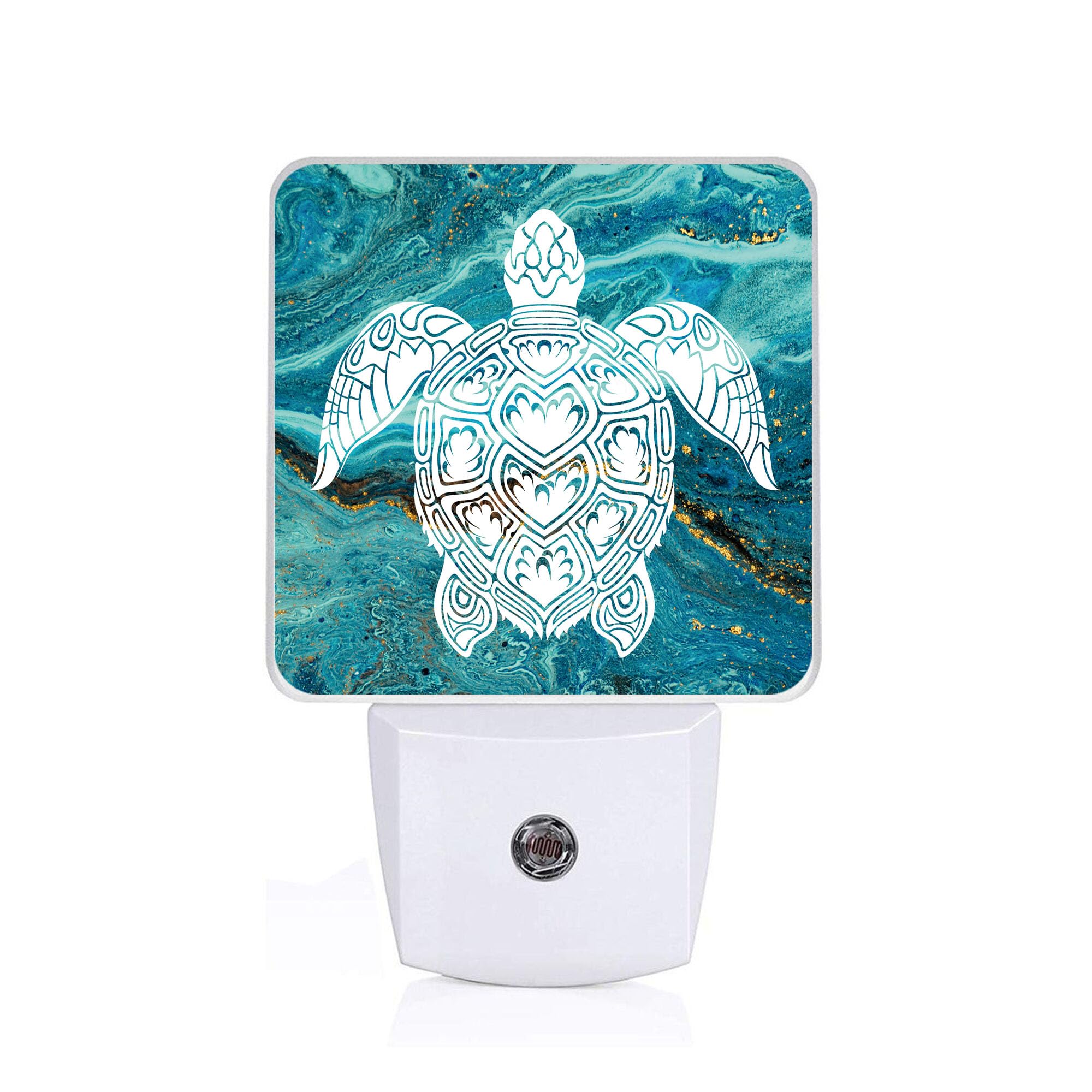 SLHFDKL Sea Turtle Night Light, Plug-into Wall Green Marble Nightlight ...