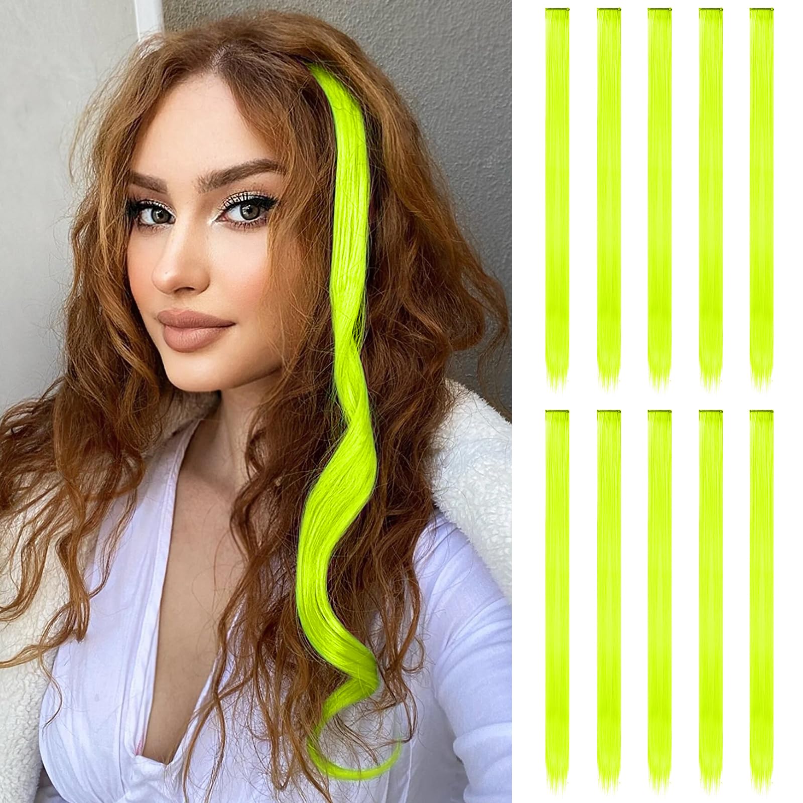 Amazon.com : FESHFEN Colored Clip in Hair Extensions - 10 PCS Yellow ...