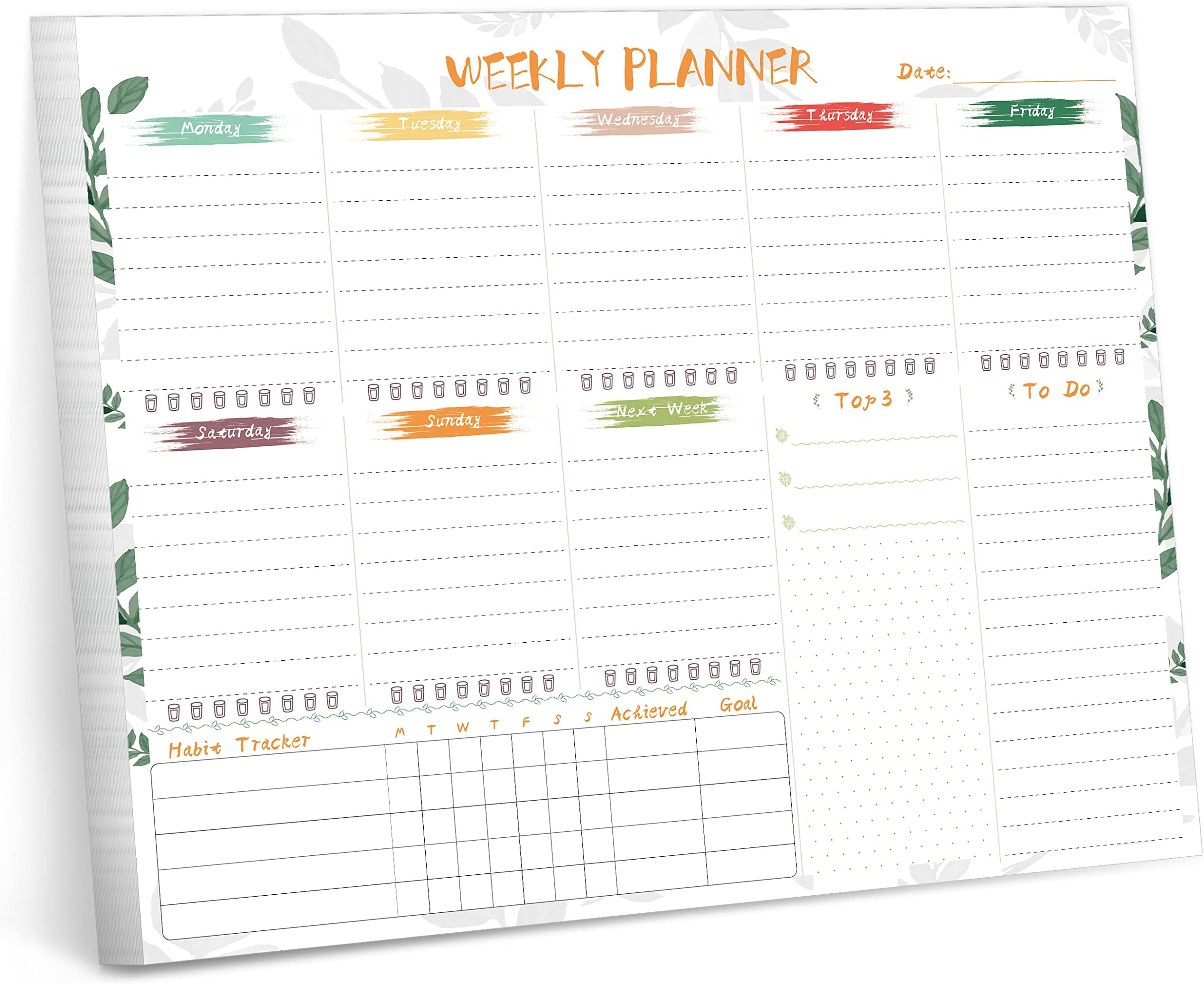 Amazon.com : Weekly Planner Notepad - Undated Tear-Off Desk Notepad for ...