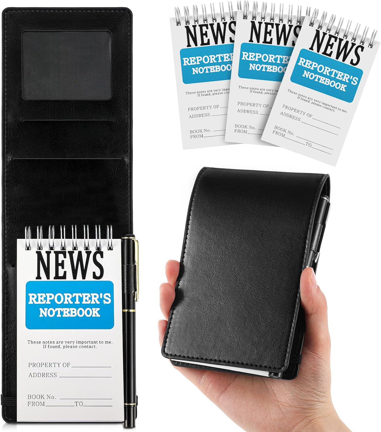 Amazon.com : Resurhang 3 Pcs Reporters Notebook with PU Leather Cover ...