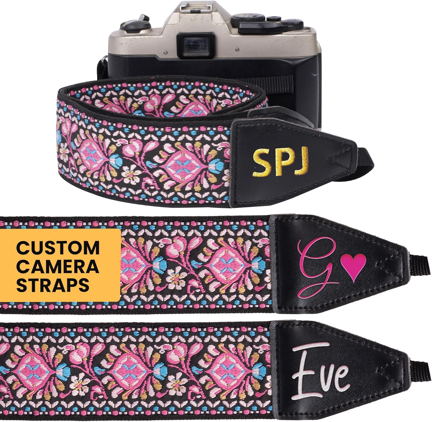Amazon.com : Art Tribute Custom Pink Woven Camera Strap - Choose Your ...