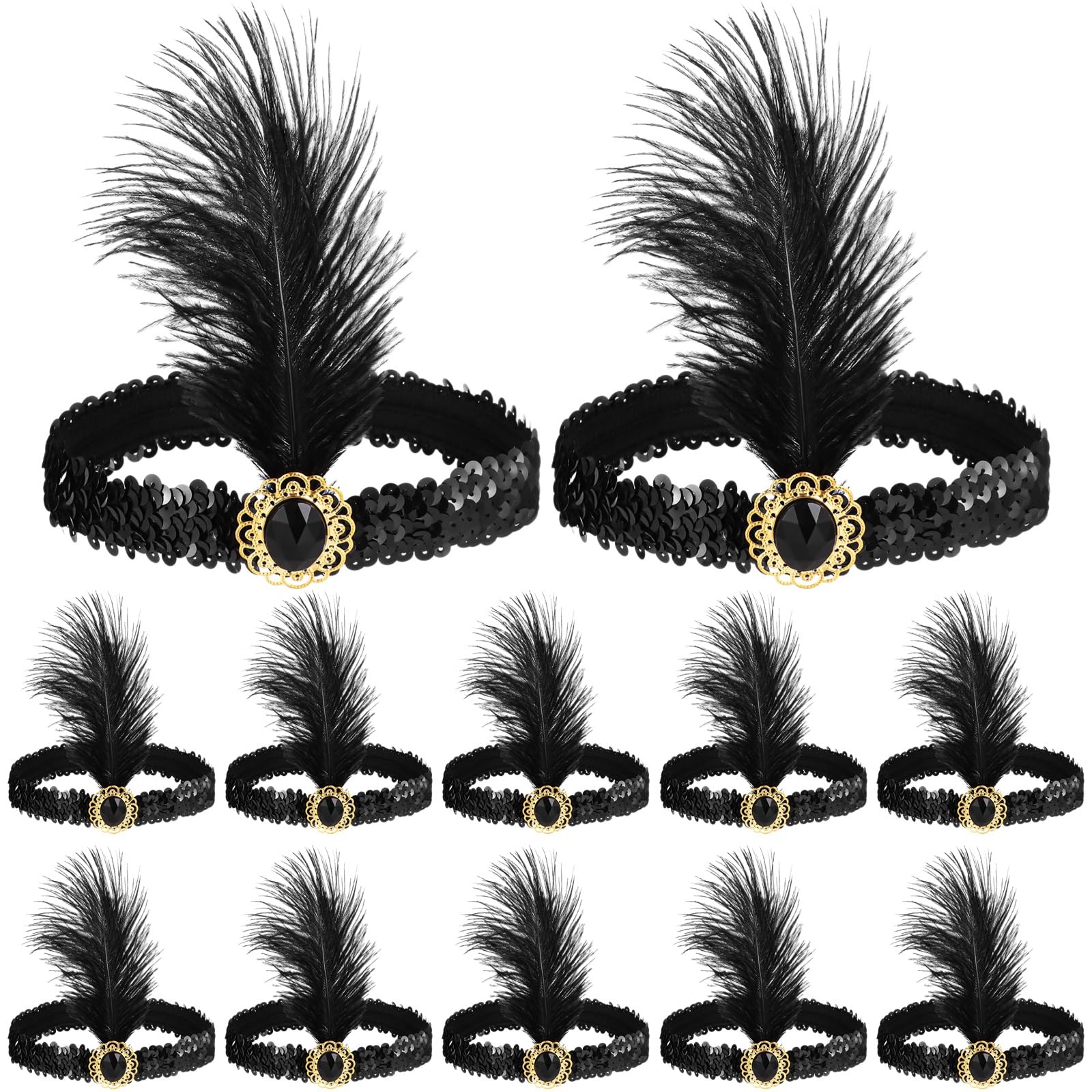 Amazon.com: Tideme 12 PCS 1920s Flapper Headbands, Vintage Black ...