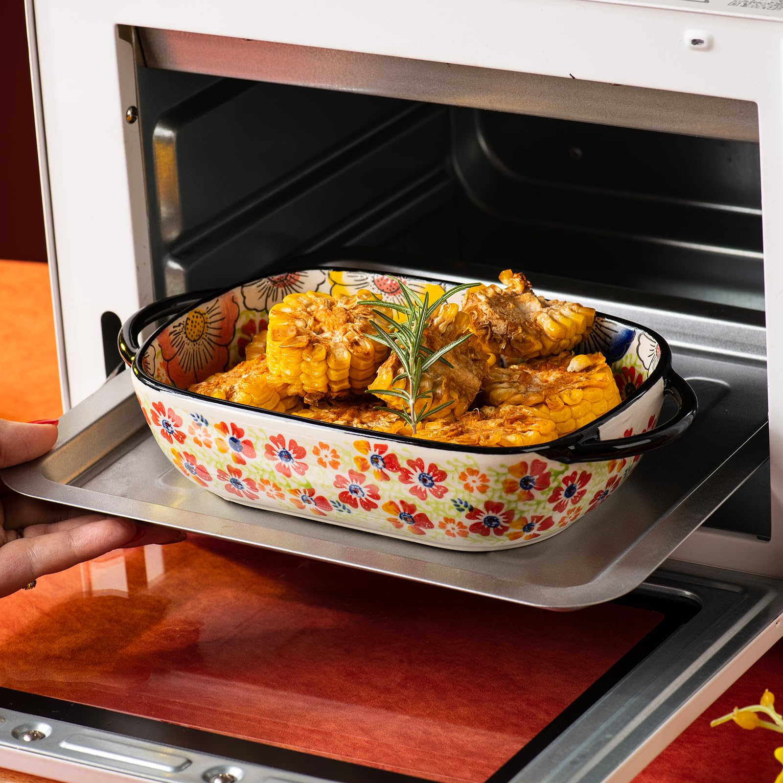 ONECCI Retro pastoral style Ceramic Baking Dish Rectangular Bakeware ...