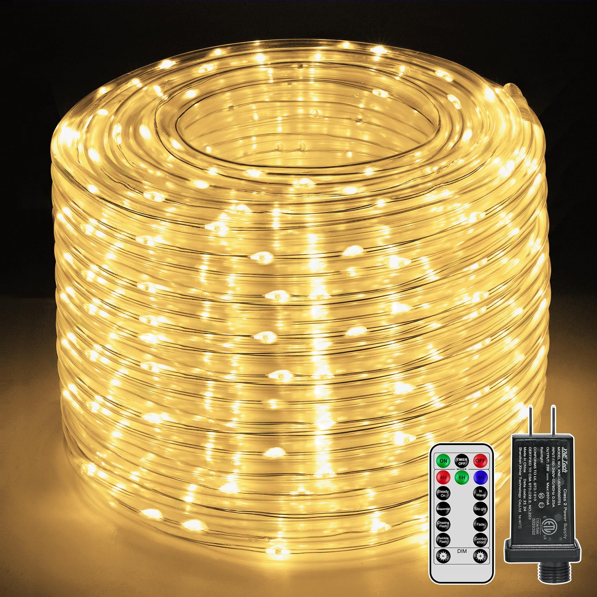 Amazon.com: 300 LED 50 FT Rope Lights with Remote, IP67 Waterproof 8 ...