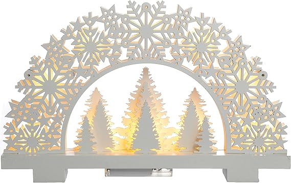 WeRChristmas Pre-Lit Snowflake Arch Table Christmas Decoration, Wood ...
