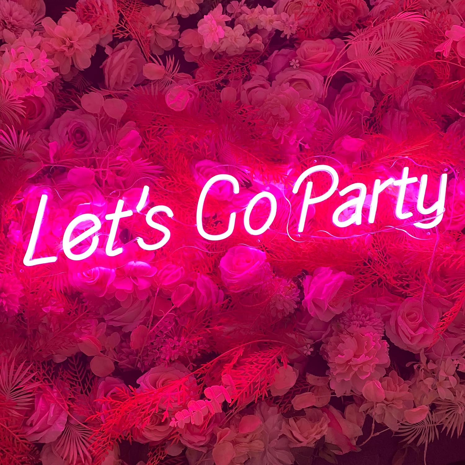 Lets Go Party Neon Sign, 24-Inch Pink Neon Light Sign for Birthday ...
