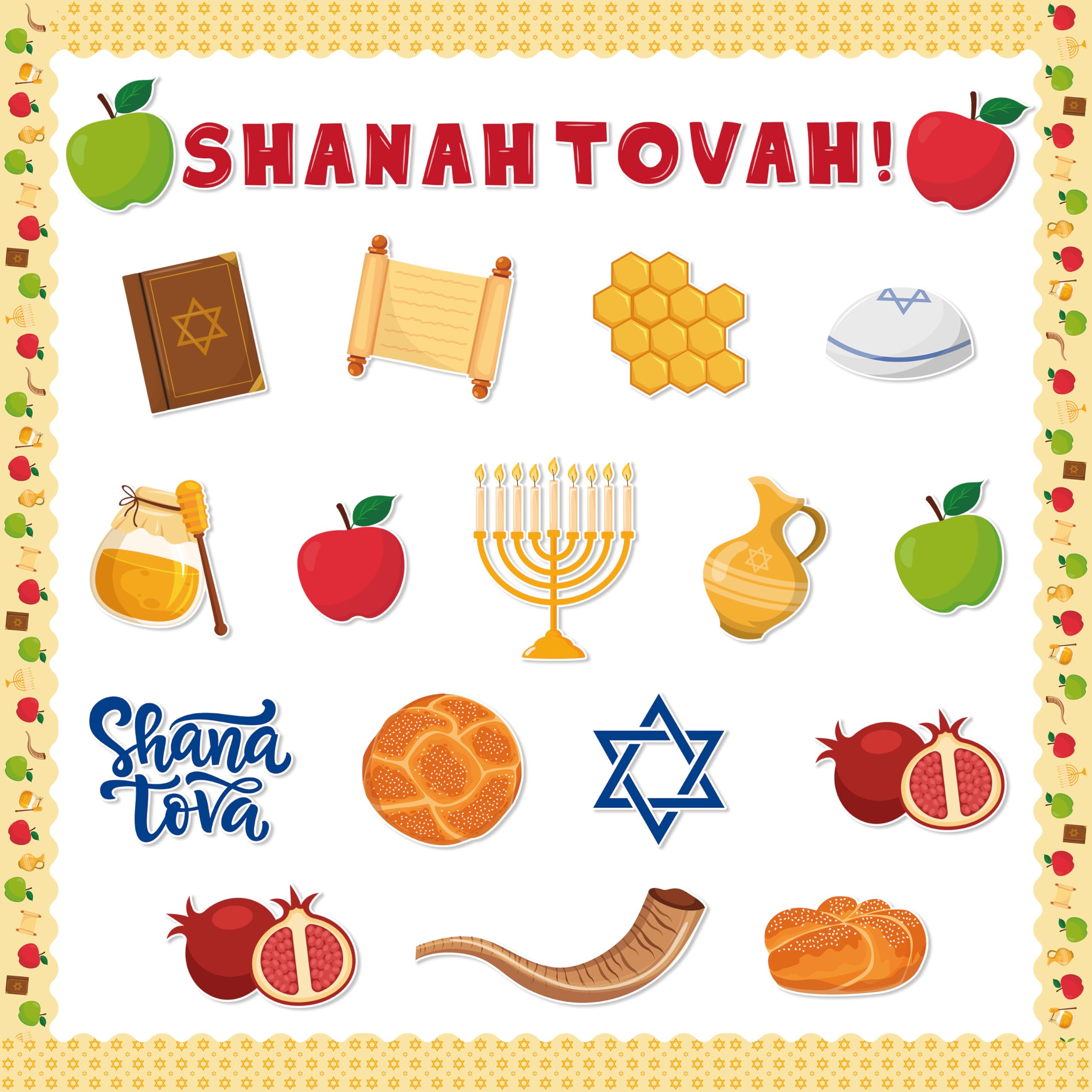 Jewish Icon Rosh Hashana Card Jewish New Year. Greeting Text Shana