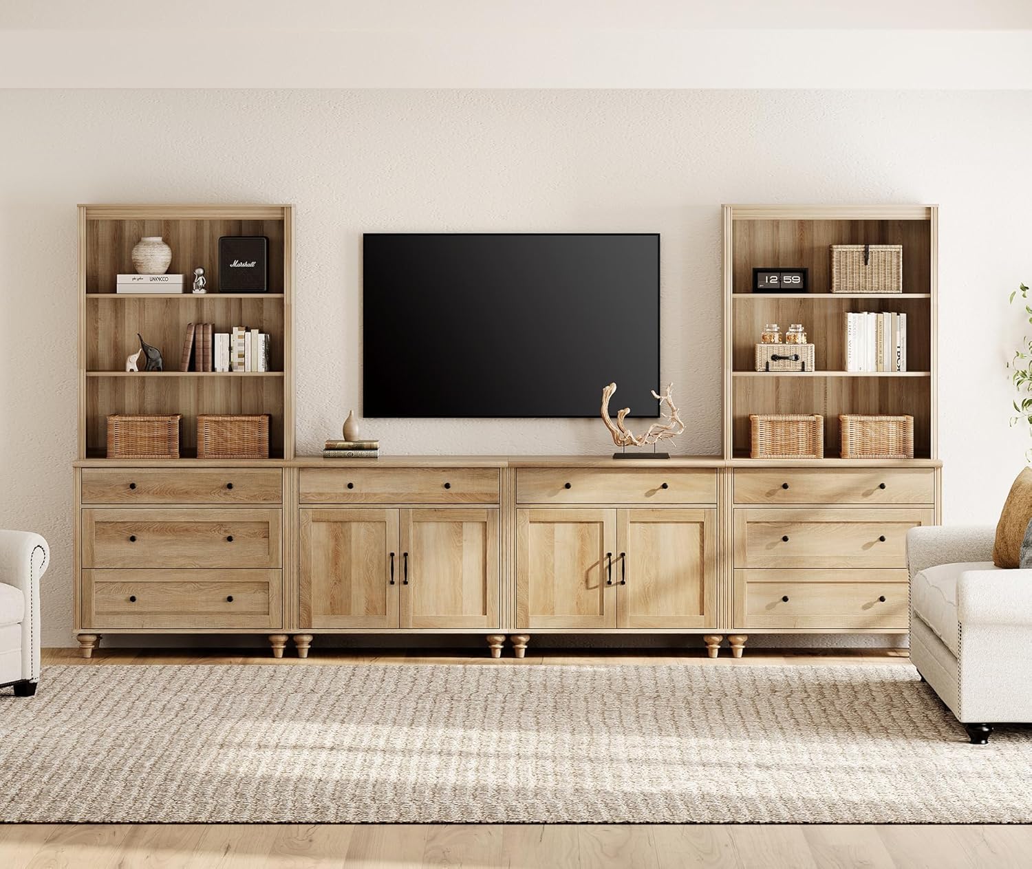 WAMPAT Entertainment Center with Bookshelves for TVs up to 75 ...