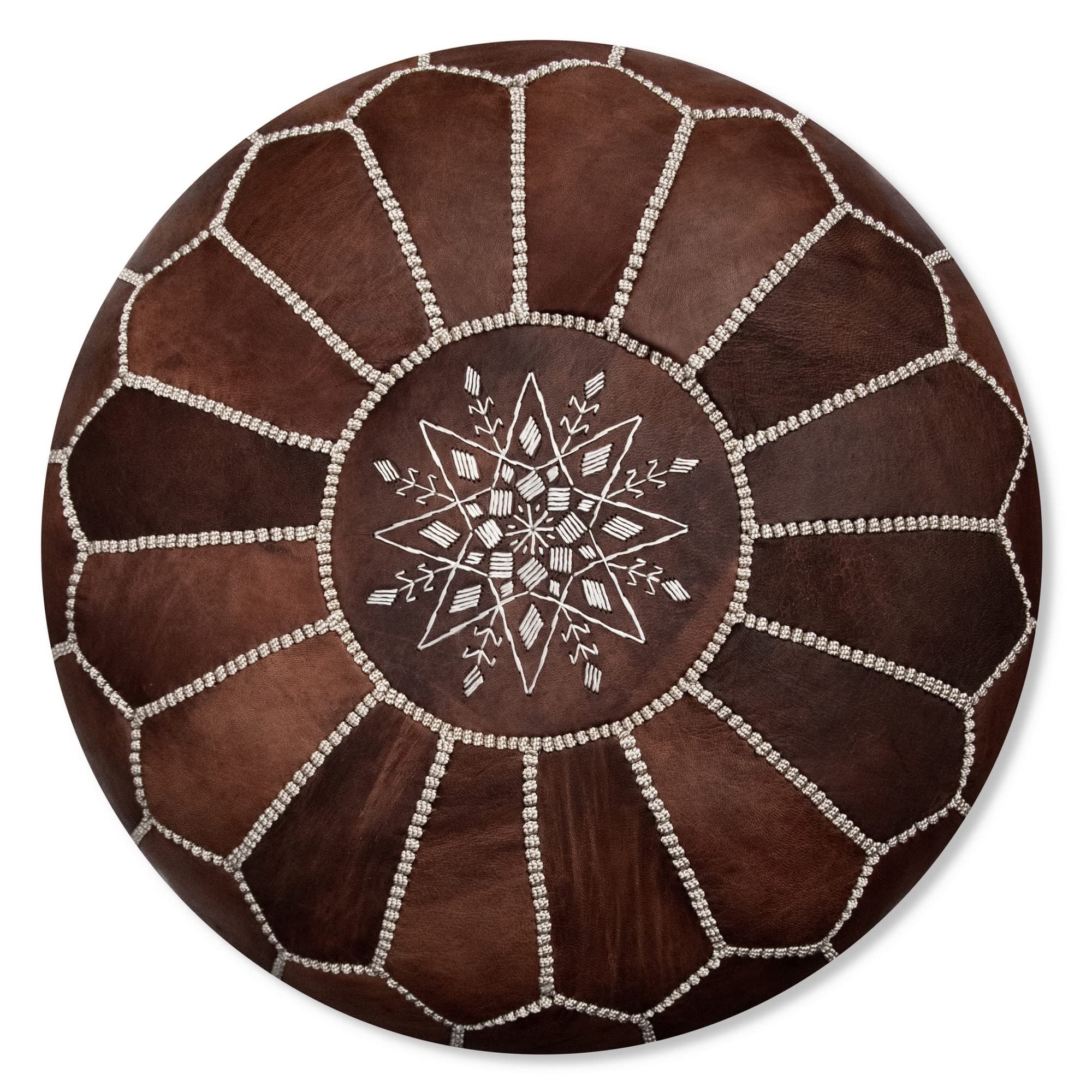 Artisanal Leather Pouf - Handmade - Delivered stuffed - Ottoman ...