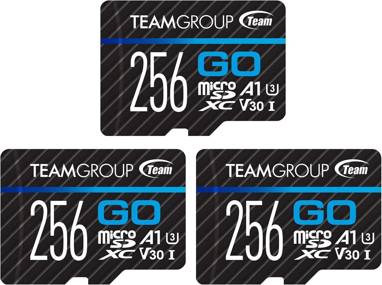 Amazon.com: TEAMGROUP GO Card 256GB x 3 PACK Micro SDXC UHS-I U3 V30 4K ...