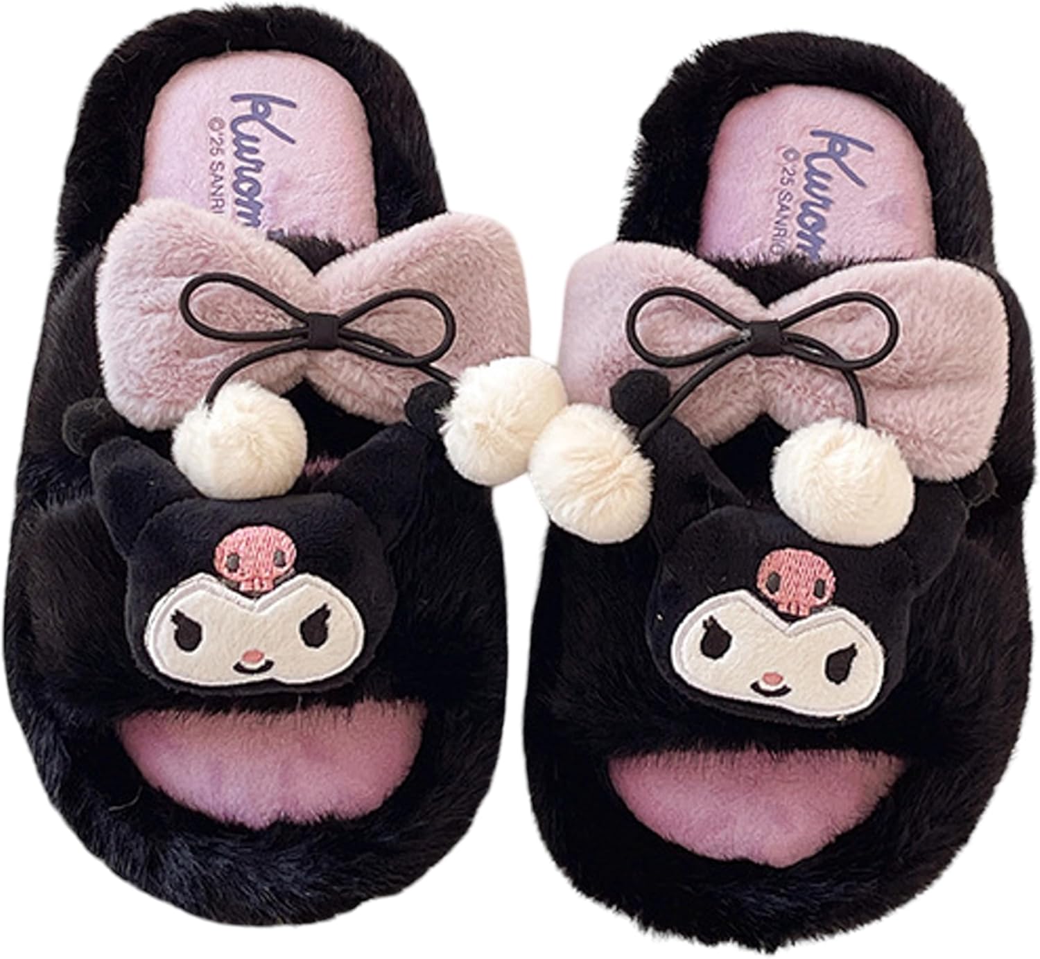 Amazon.com | Kuromi Home Slippers with Bow for Women Ladies - Purple S ...