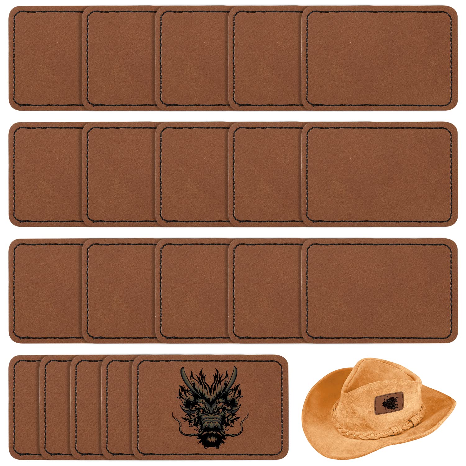 Amazon.com: 20pcs Leatherette Hat Patches with Adhesive, 3x2inch ...