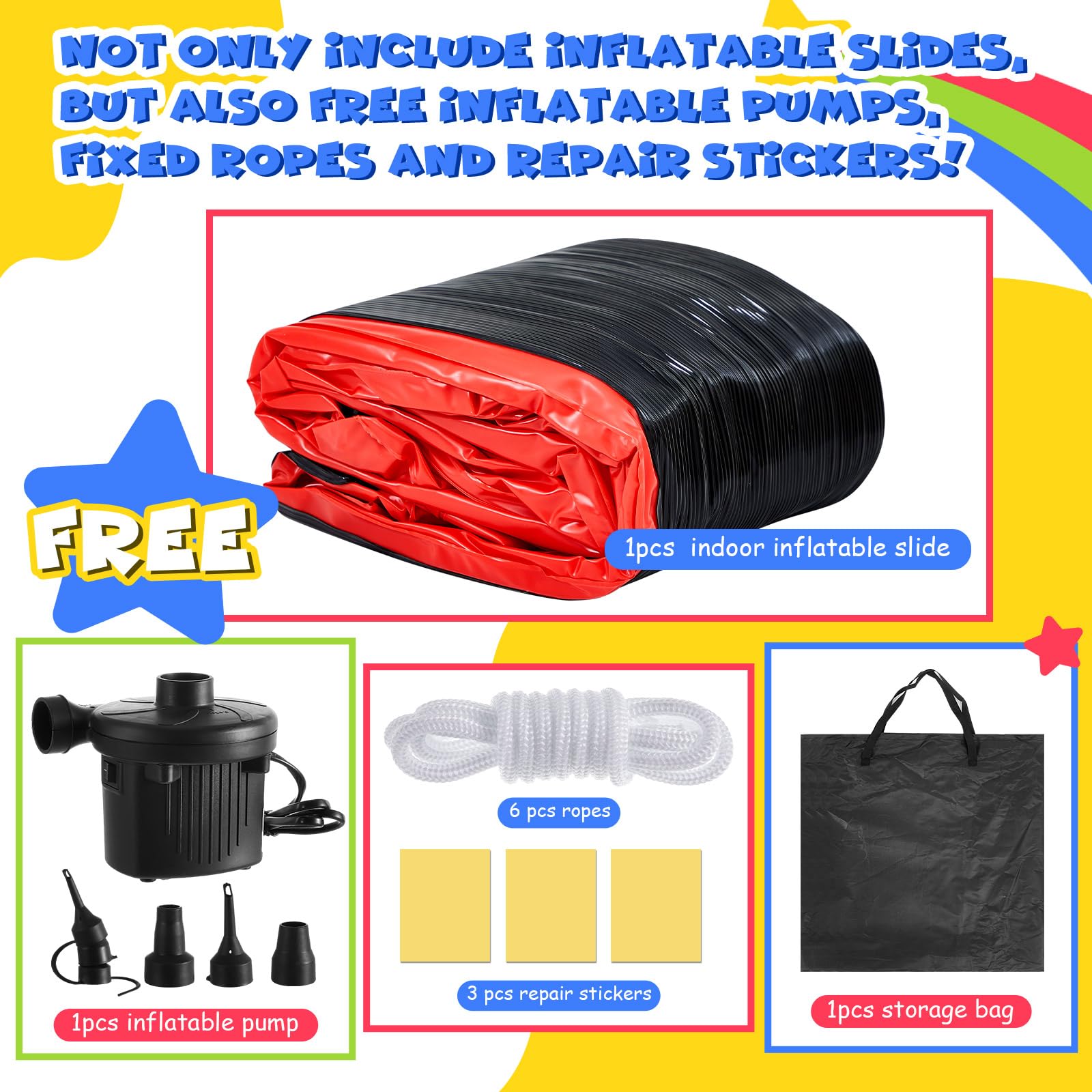 Indoor Inflatable Slides on Stairs with Non Slip Mat for 9 to 12 Stairs ...