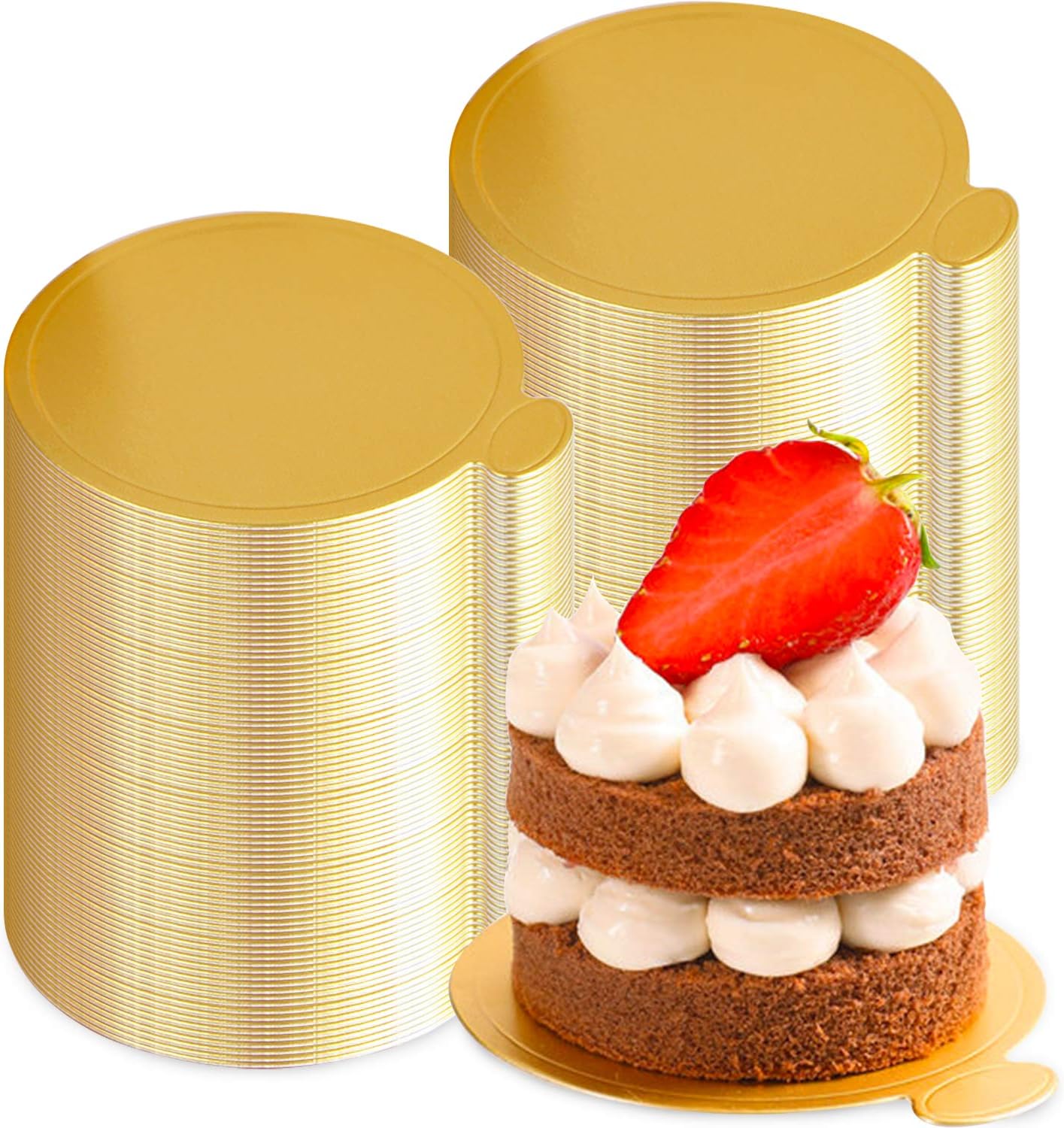 Amazon.com | JAPCHET 400 PCS 3.54 Inch Mini Cake Boards, Round Golden ...