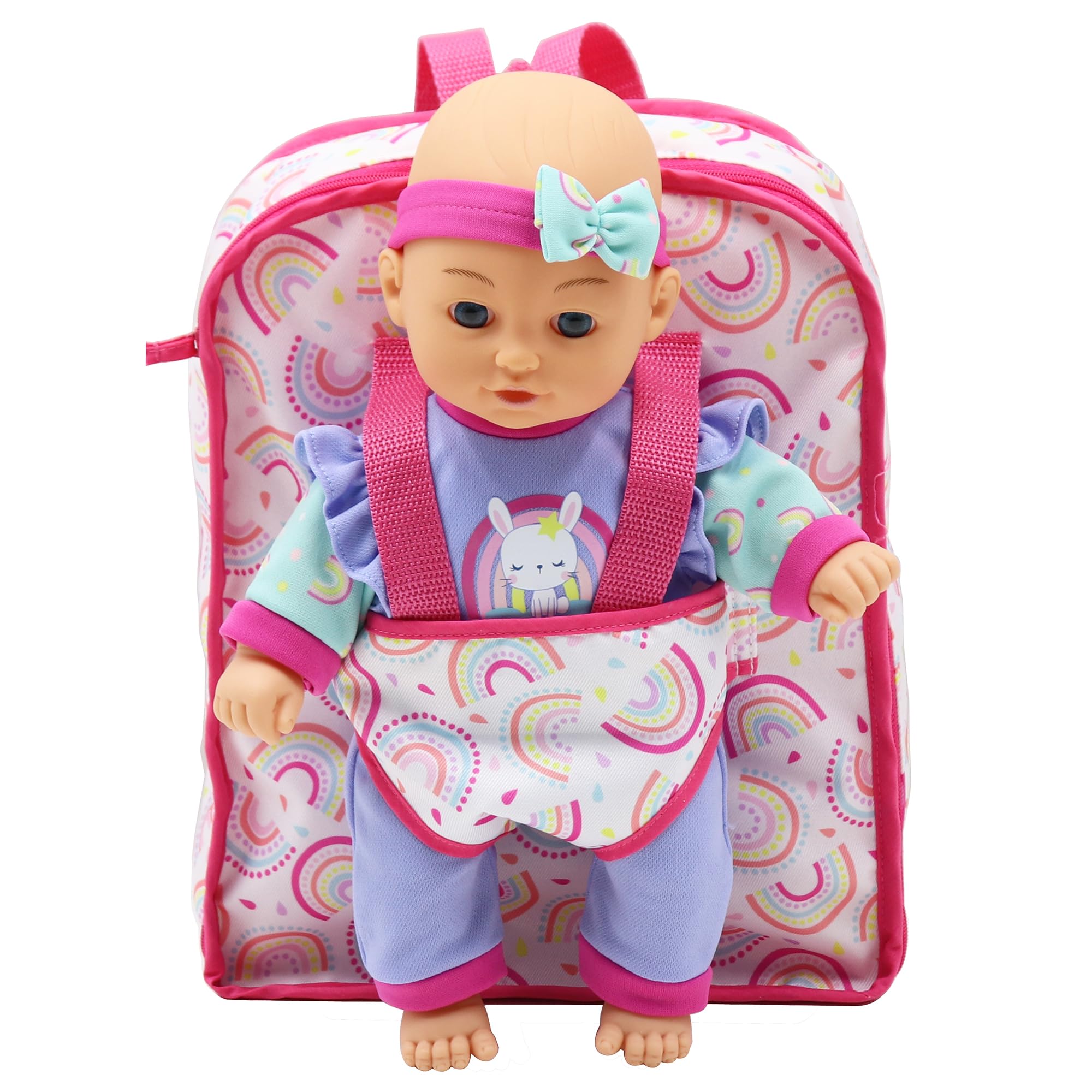Amazon.com: Dream Collection: 12" Baby Doll Backpack Set - Rainbow ...