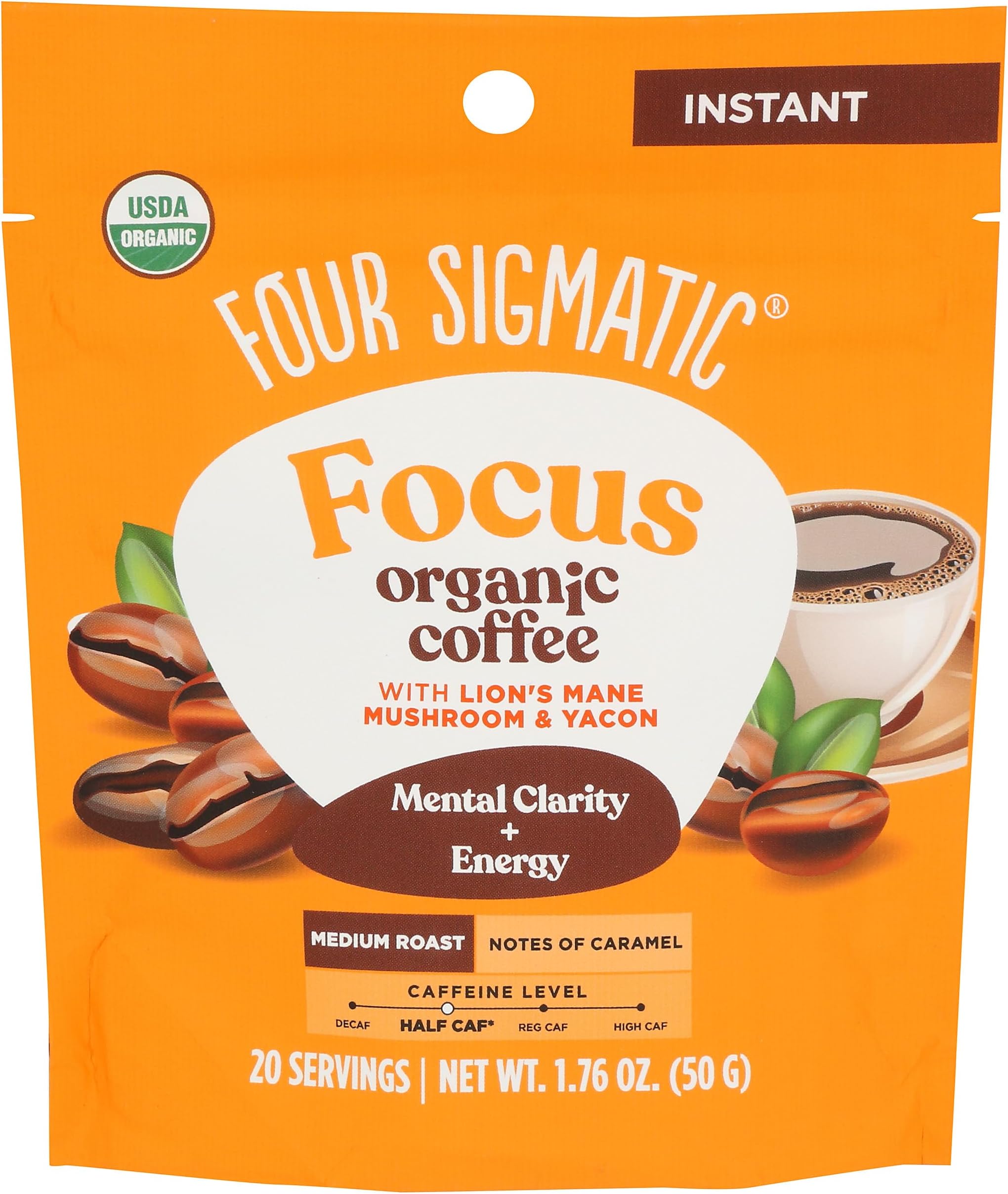 Amazon.com : Four Sigmatic Organic Multi Serve Focus Instant Coffee, 1. ...