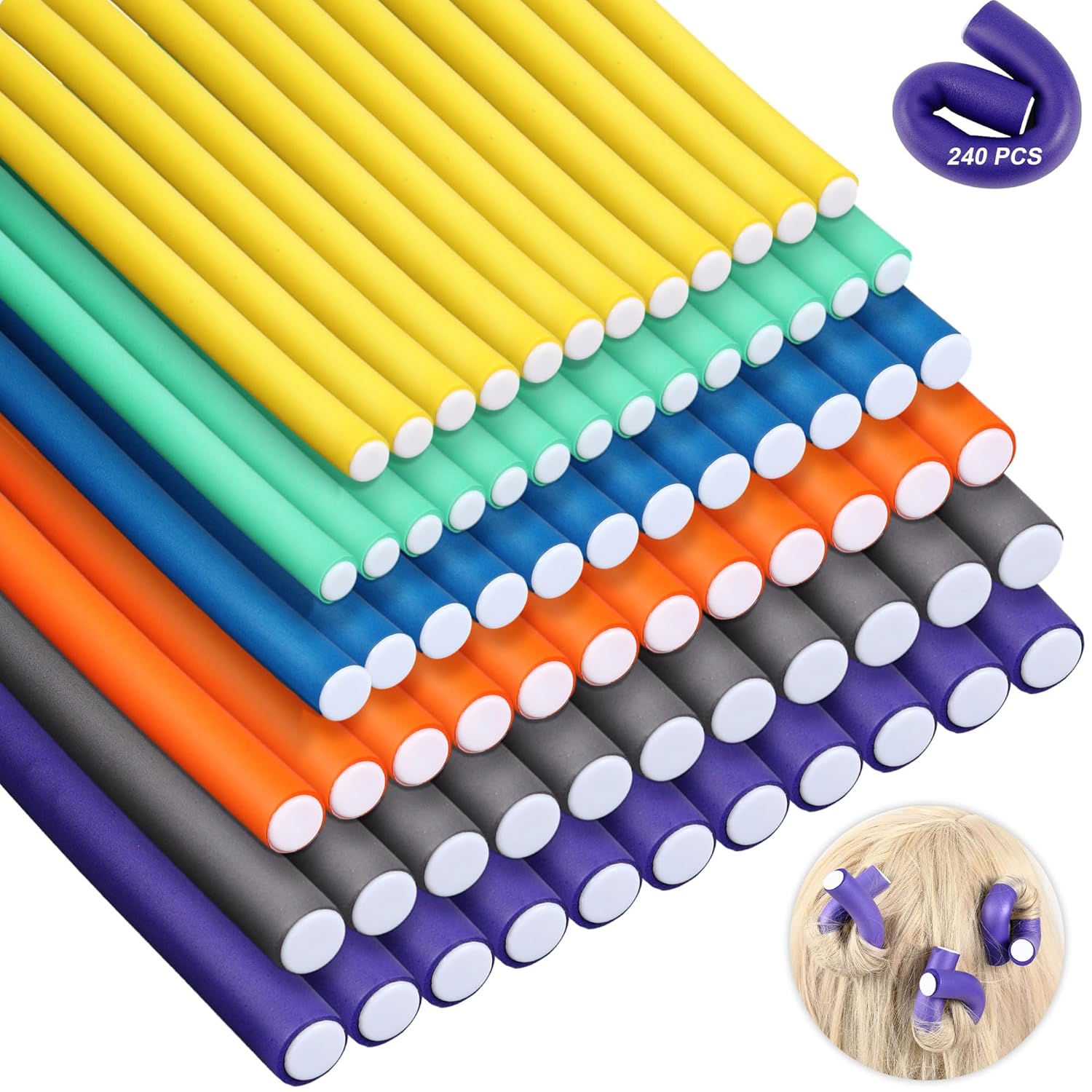 Amazon.com : Lyrow 240 Pcs 7 Inches Hair Curlers Rollers Flexible ...