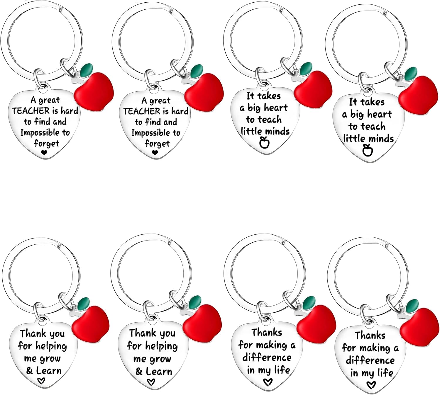 Nimteve 8PCS Appreciation Gifts Teacher Keyring Gifts Thank You Gifts for Teachers Gifts for ...