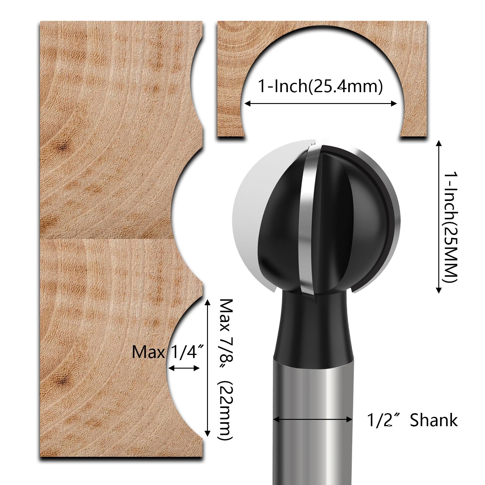 Snapklik.com : 1/2 Inch Shank Cove Box Router Bit 1-Inch Cutting ...