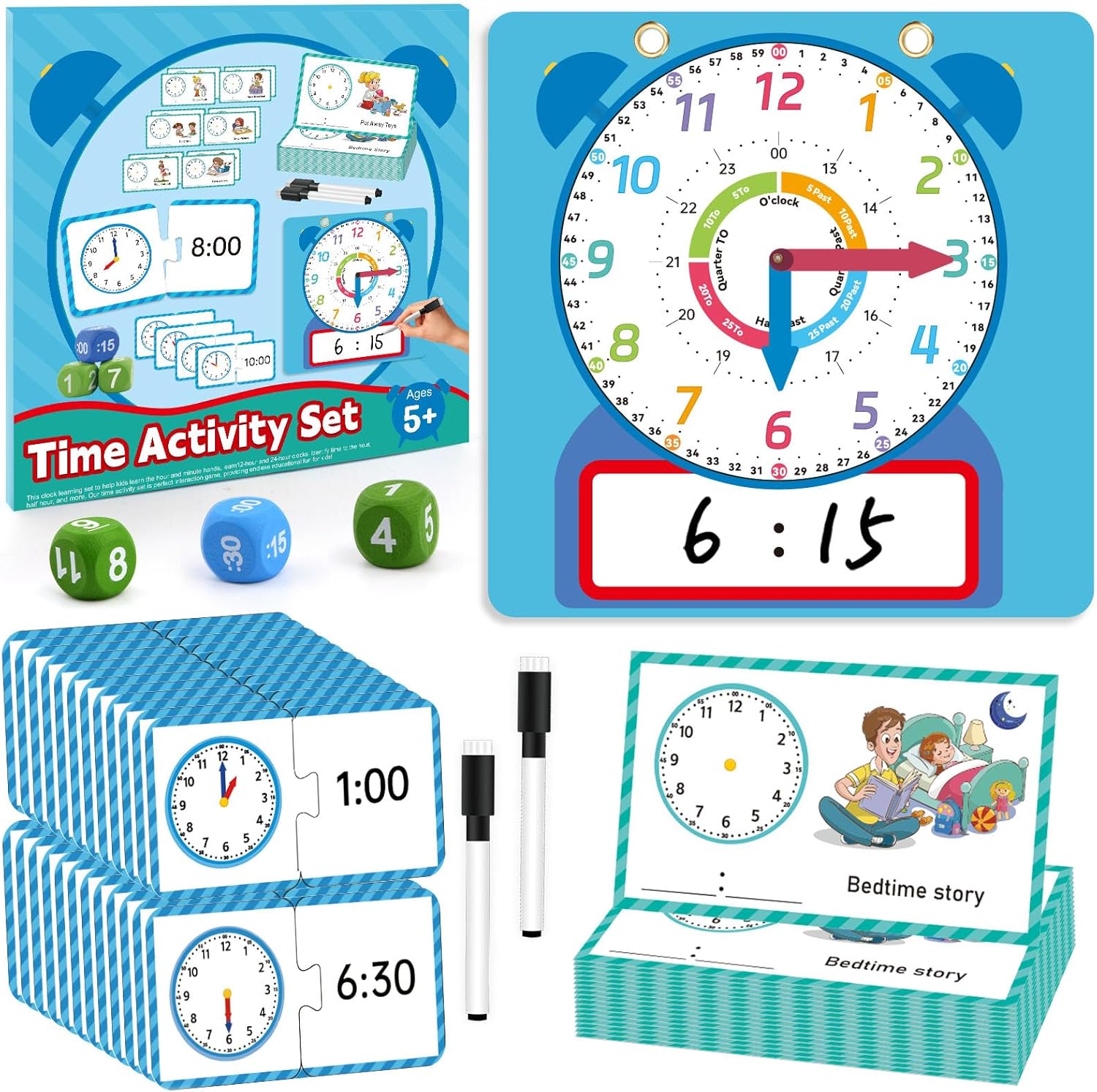 Amazon.com: Magnetic Learning Clock for Kids, Telling Time Teaching ...