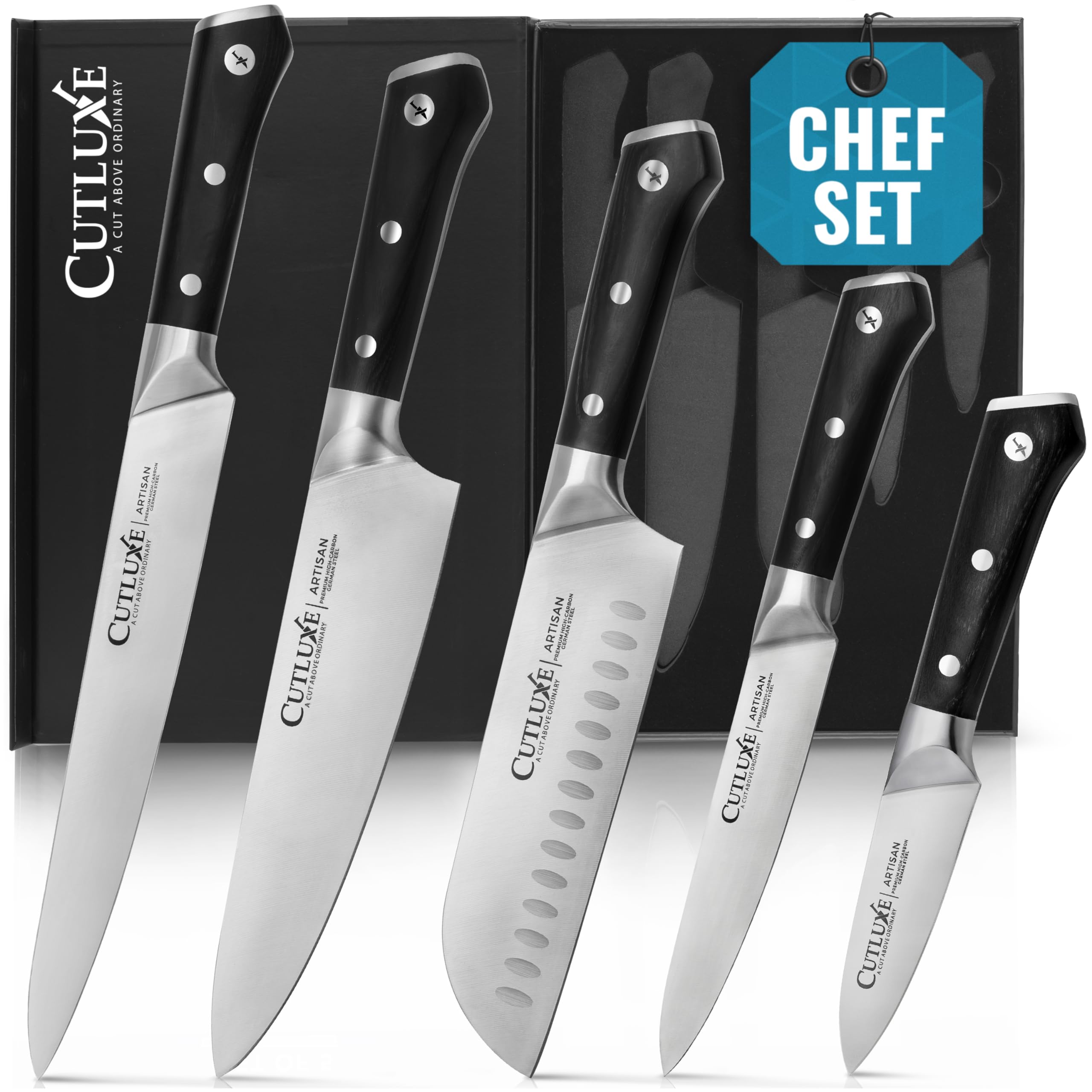 Snapklik.com : Cutluxe Chef Knife Set, 5 PCS Professional Chefs Knife ...