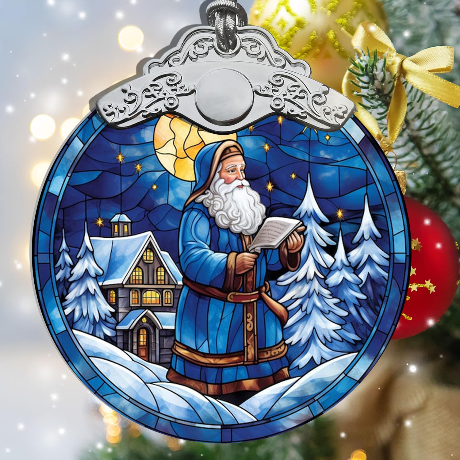 Amazon.com: Christmas Ornament, Blue Santa Claus Xmas Tree Ornaments ...