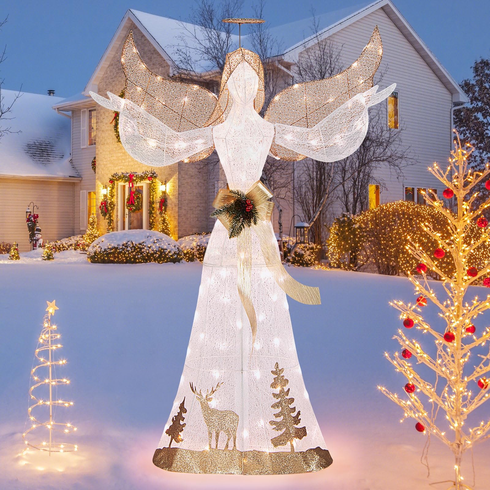 Amazon.com : National Tree Company Outdoor Praying Gold Angel ...